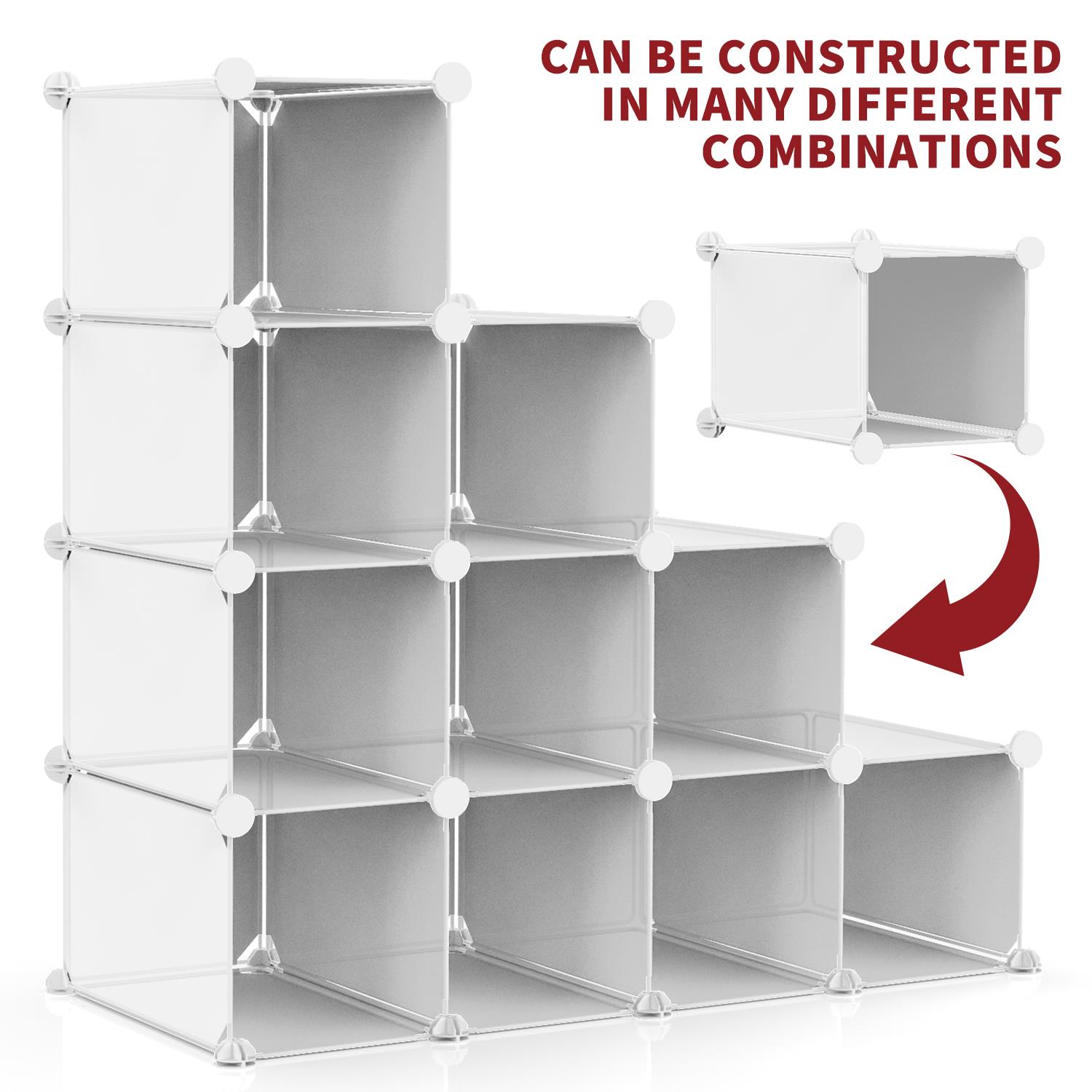 Vinsani Interlocking 16 Section Multi-Purpose Cube Shoe Rack Organiser ...