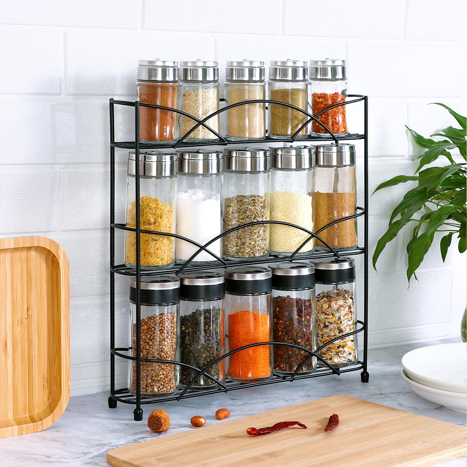 Vinsani Spice Rack 3 Tiers Shelf Organiser Space Saving Storage ...