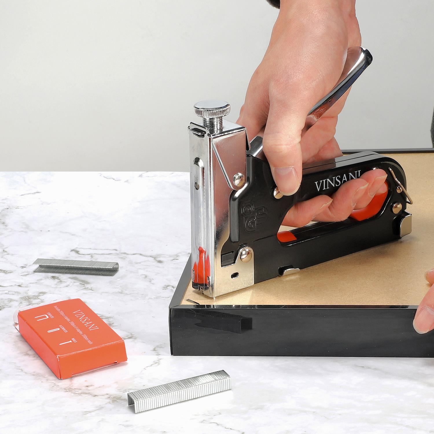 Vinsani Heavy Duty Stainless Steel Metal Staple Tacker Gun with Staples ...