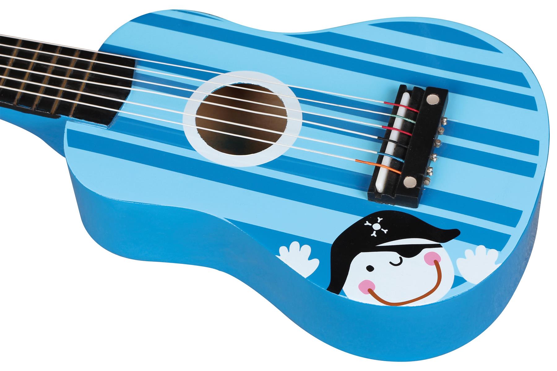 LELIN WOODEN STRIPE STRIPED BLUE PIRATE GUITAR CHILDRENS KIDS MUSICAL ...