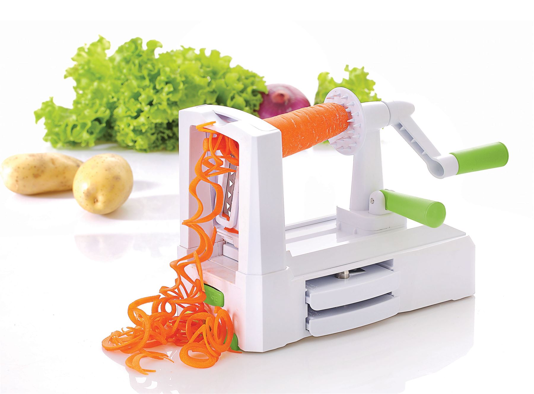 Vinsani Tri Blade Spiral Vegetable Spiralizer Cutter Green & White | eBay