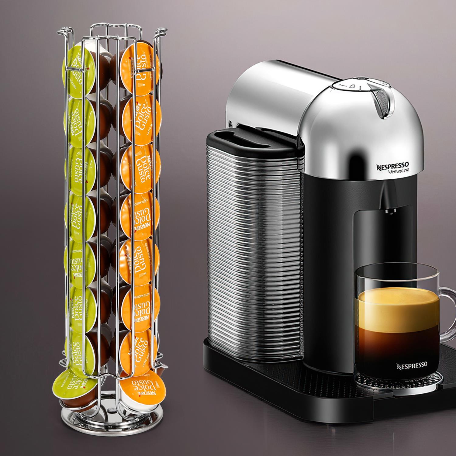 Vinsani Rotating Coffee Capsule Pod Stackable Holder Tower Rack Storage ...