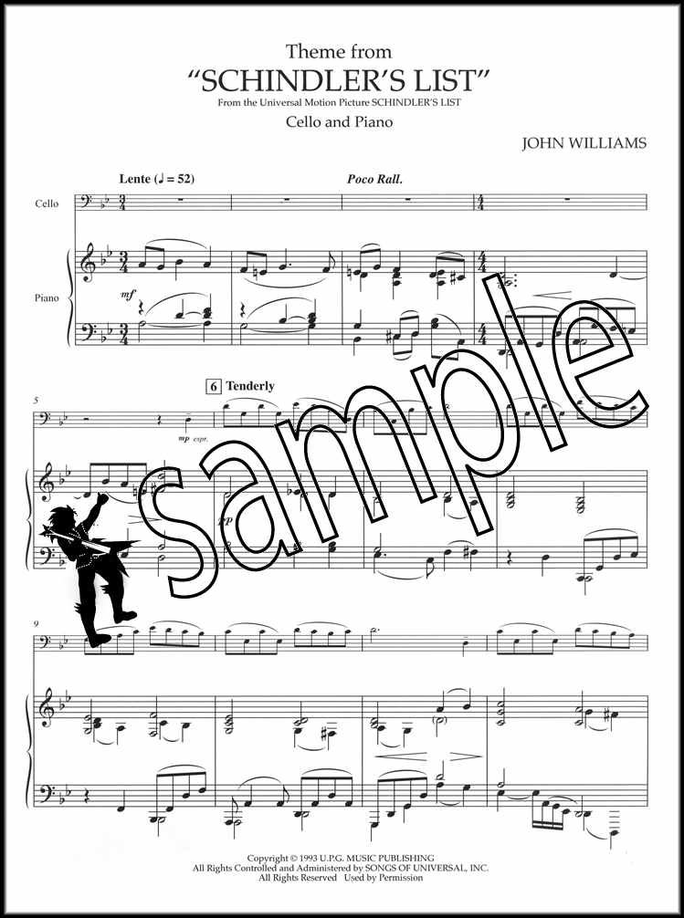 Theme From Schindlers List For Cello And Piano Sheet Music Book Ebay