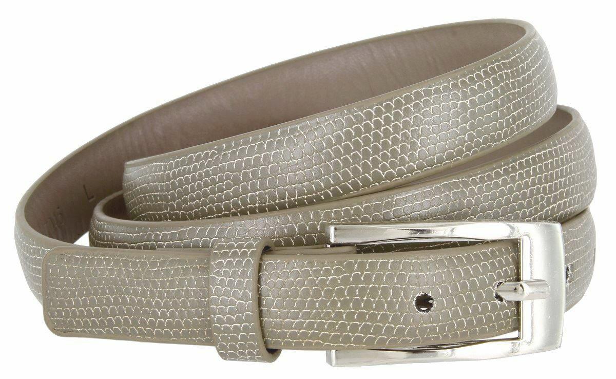 Women's Skinny Snake Skin Genuine Leather Belt 3/4" Wide Silver Plated ...