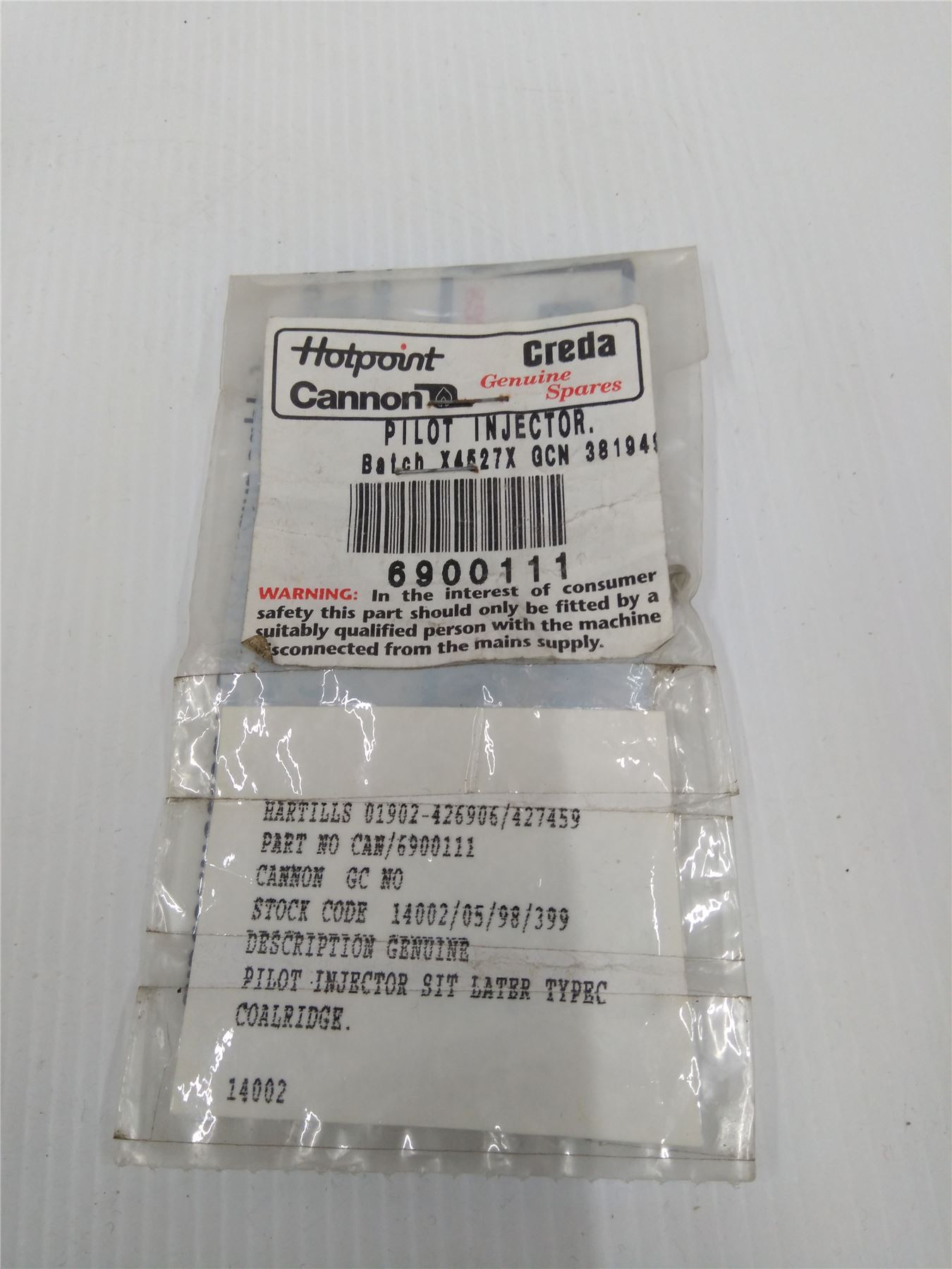 NEW CANNON COOKER Pilot Injector 6900111 COALRIDGE MANOR C00244385 ...