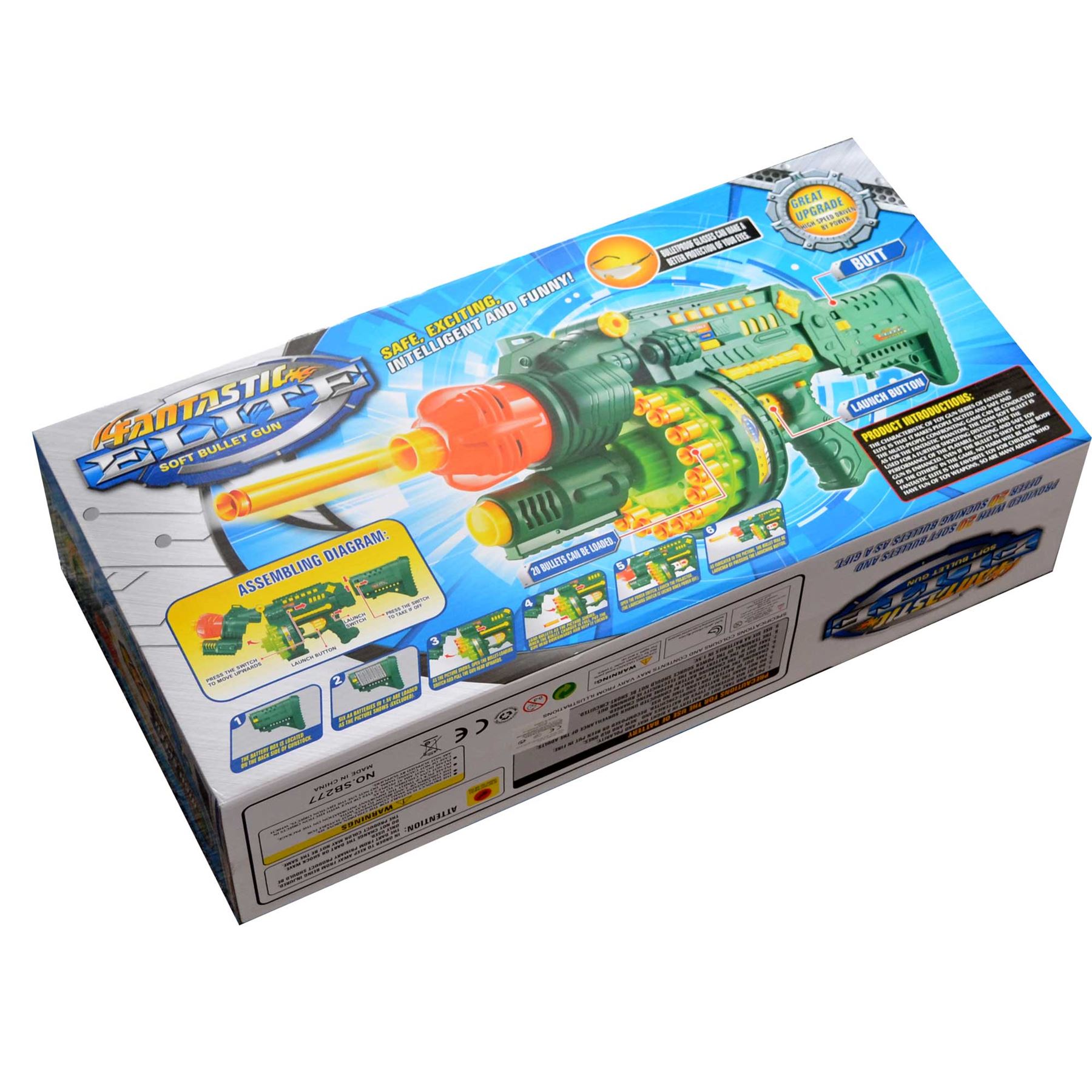 Super Blaster Style Rapid Fire Gun With 40 Bullets & Safety Glasses ...