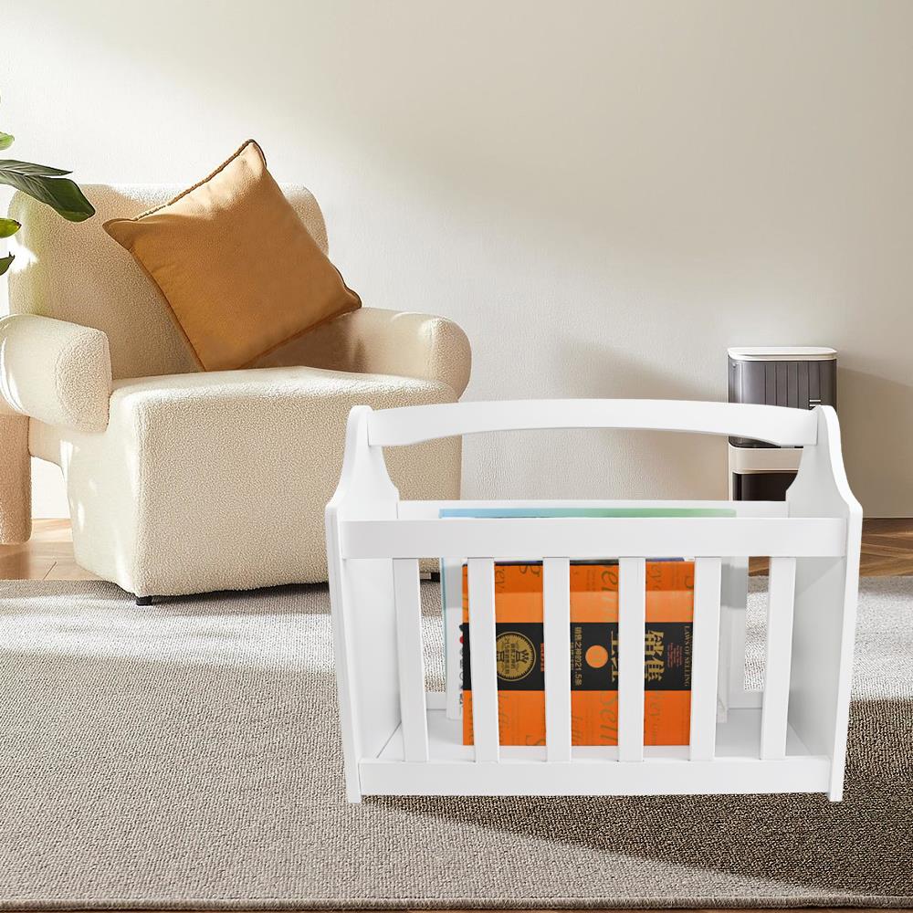 MAGAZINE RACK HOLDER STYLISH CURVED NEWSPAPER BASKET INSET HANDLES | eBay UK