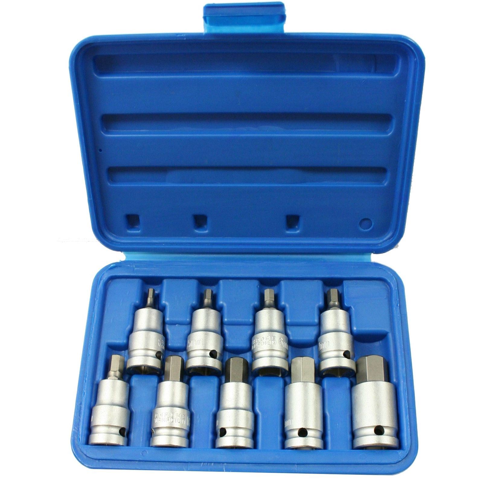 HEXAGON DRIVE BITS 1/2 INCH SOCKET SET 9 PIECE ALLEN KEY BIT IN CASE ...