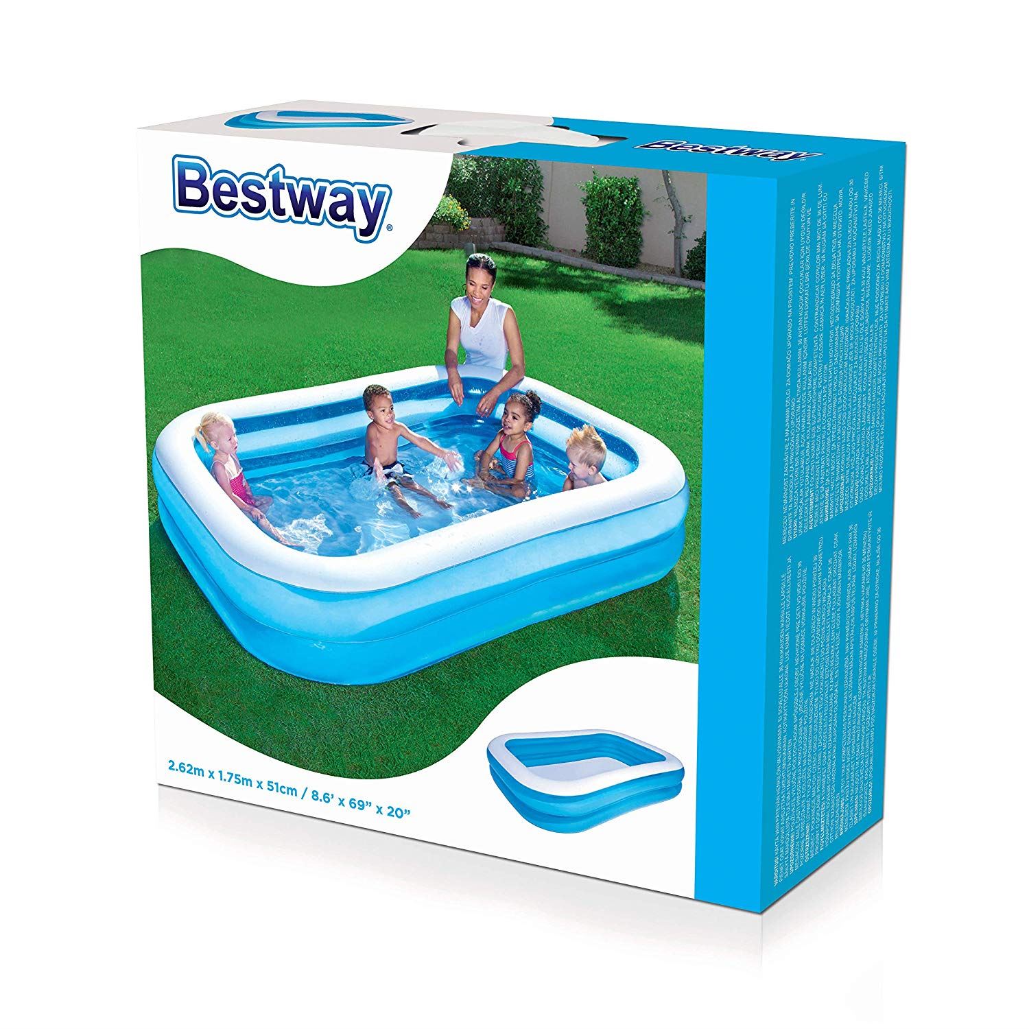 NEW LARGE JUMBO DELUXE RECTANGULAR INFLATABLE FAMILY SWIMMING PADDLING ...