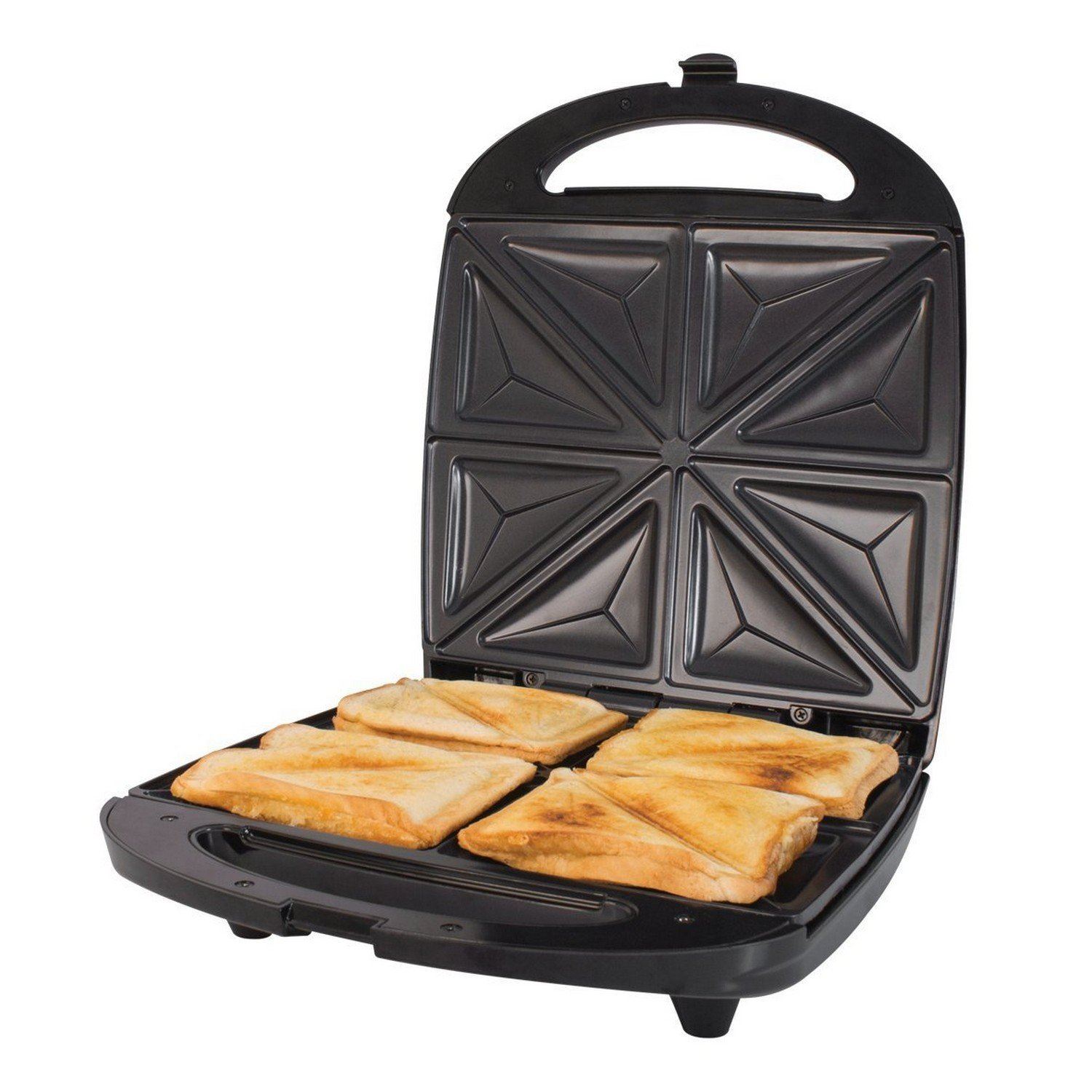 QUAD SANDWICH TOASTER 4 SLICE TOASTIE MAKER NON STICK COMPACT STORAGE