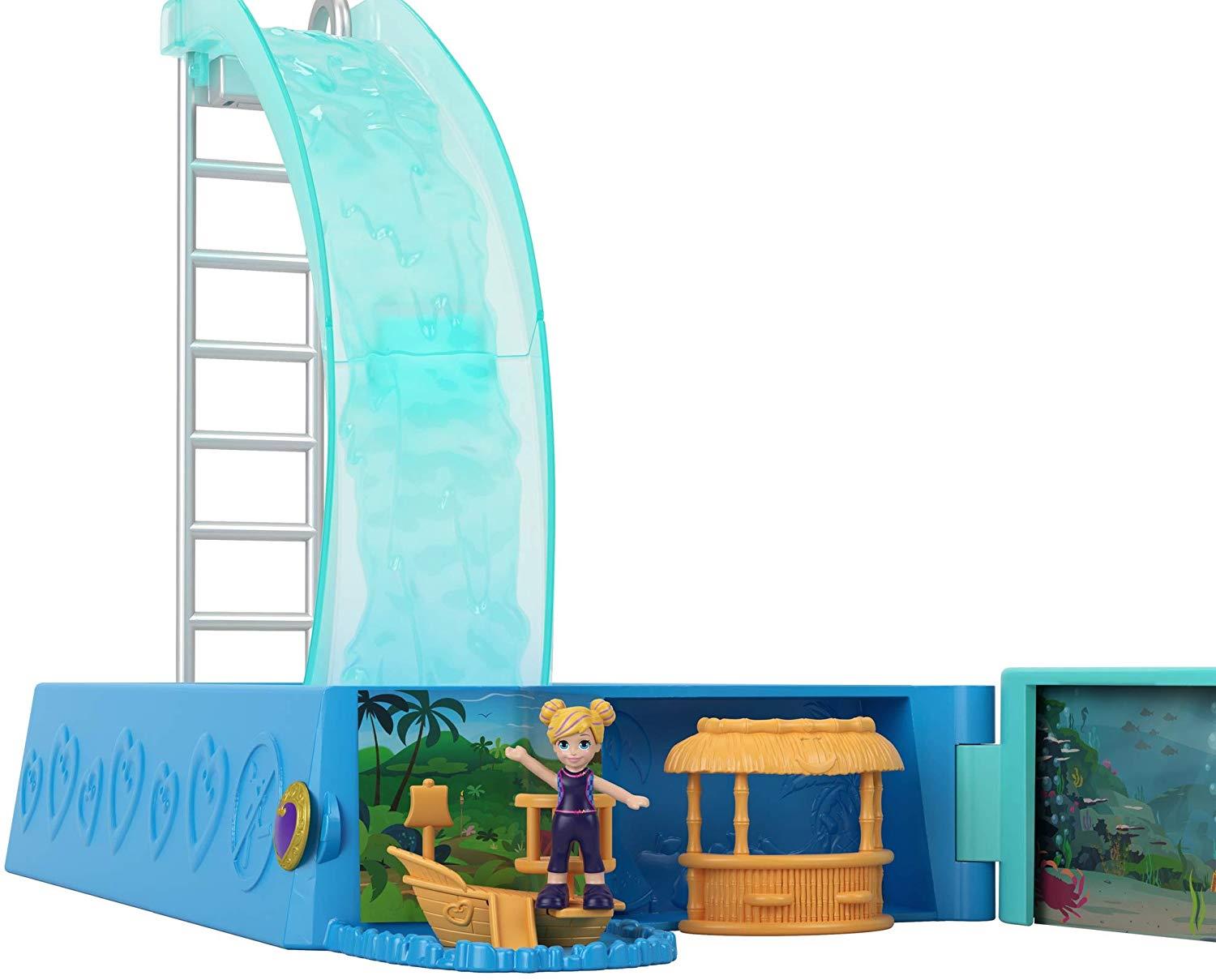 Polly Pocket Splashtastic Pool Surprise Playset with 3 Inch Polly Doll ...