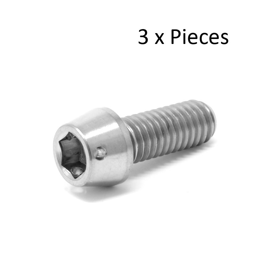 M6 x 15mm Titanium Taper Head Bolt Ti Allen Screw 15 x1 Drilled Lock ...