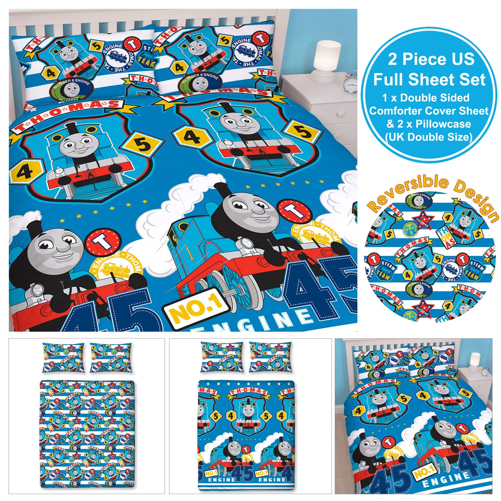 THOMAS THE TANK ENGINE BEDDING – SINGLE, DOUBLE AND TODDLER SIZE DUVET ...