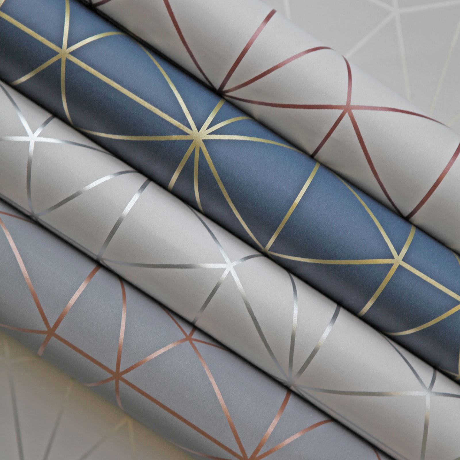 GEOMETRIC WALLPAPER APEX METRO CLIFTON TRELLIS METALLIC ROSE GOLD ...