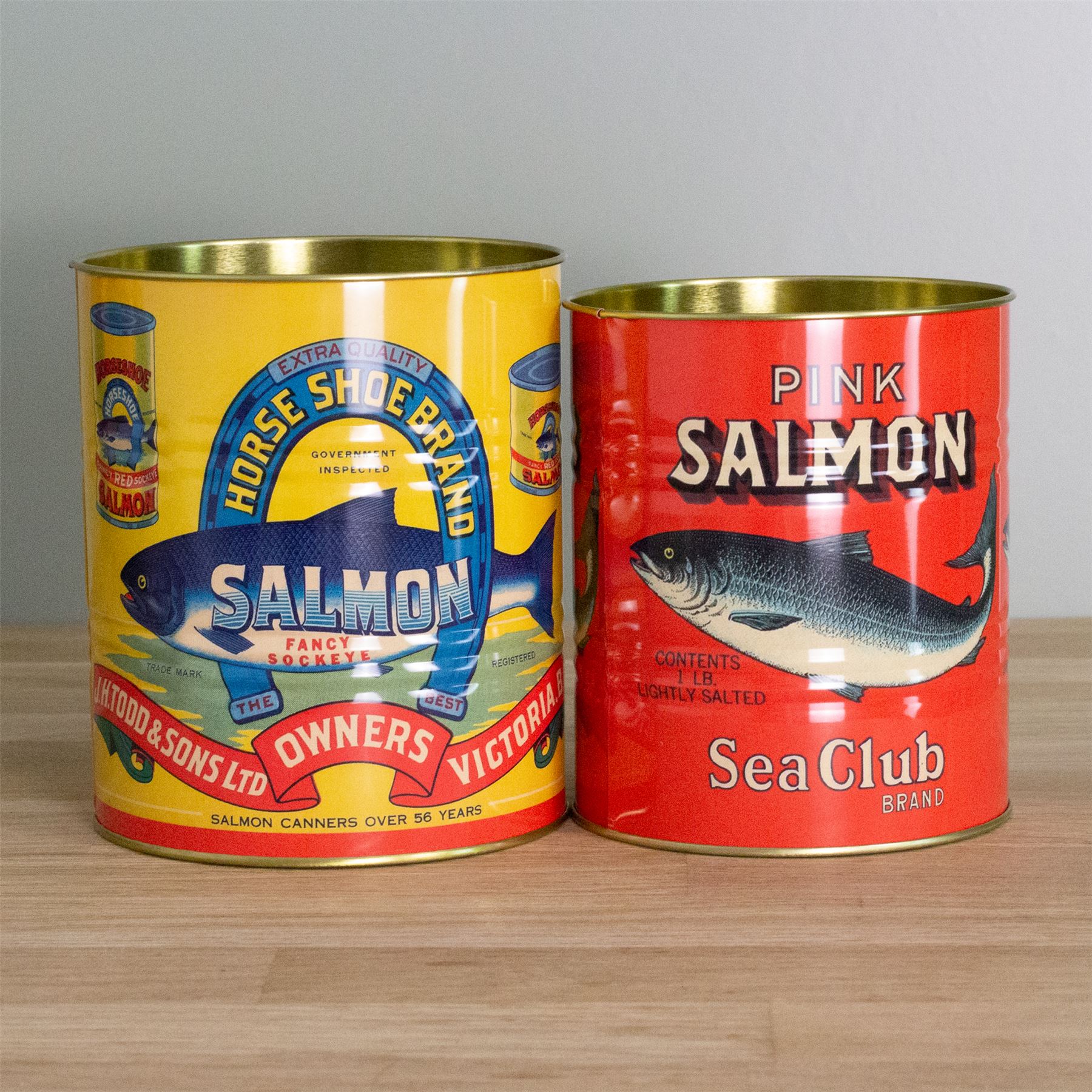 Set of 2 Retro Style Vintage Fish Storage Tins | Decorative Tinned Fish ...
