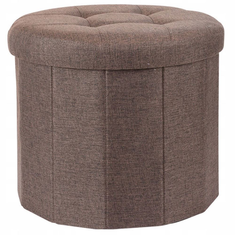 Round Fabric Pouffe Footstool With Storage | Ottoman Storage Box | eBay UK