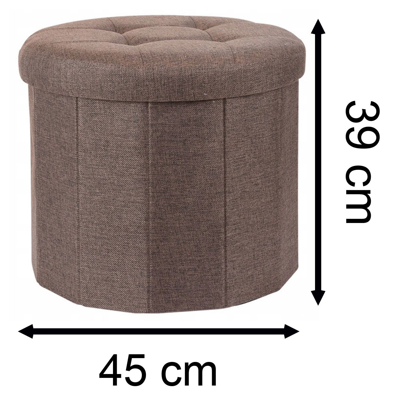 Round Fabric Pouffe Footstool With Storage | Ottoman Storage Box | eBay UK