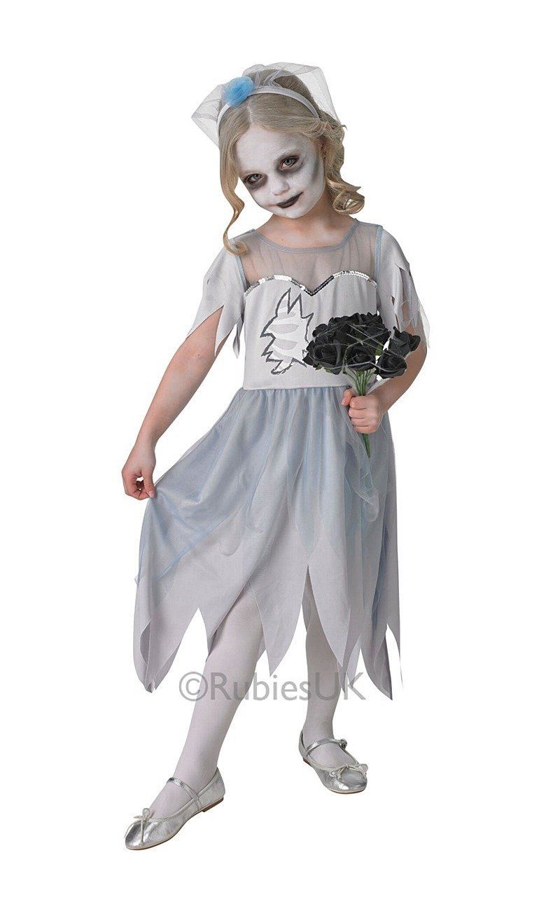Girls Corpse Bride Fancy Dress Halloween Horror Ghost Kids Childs ...