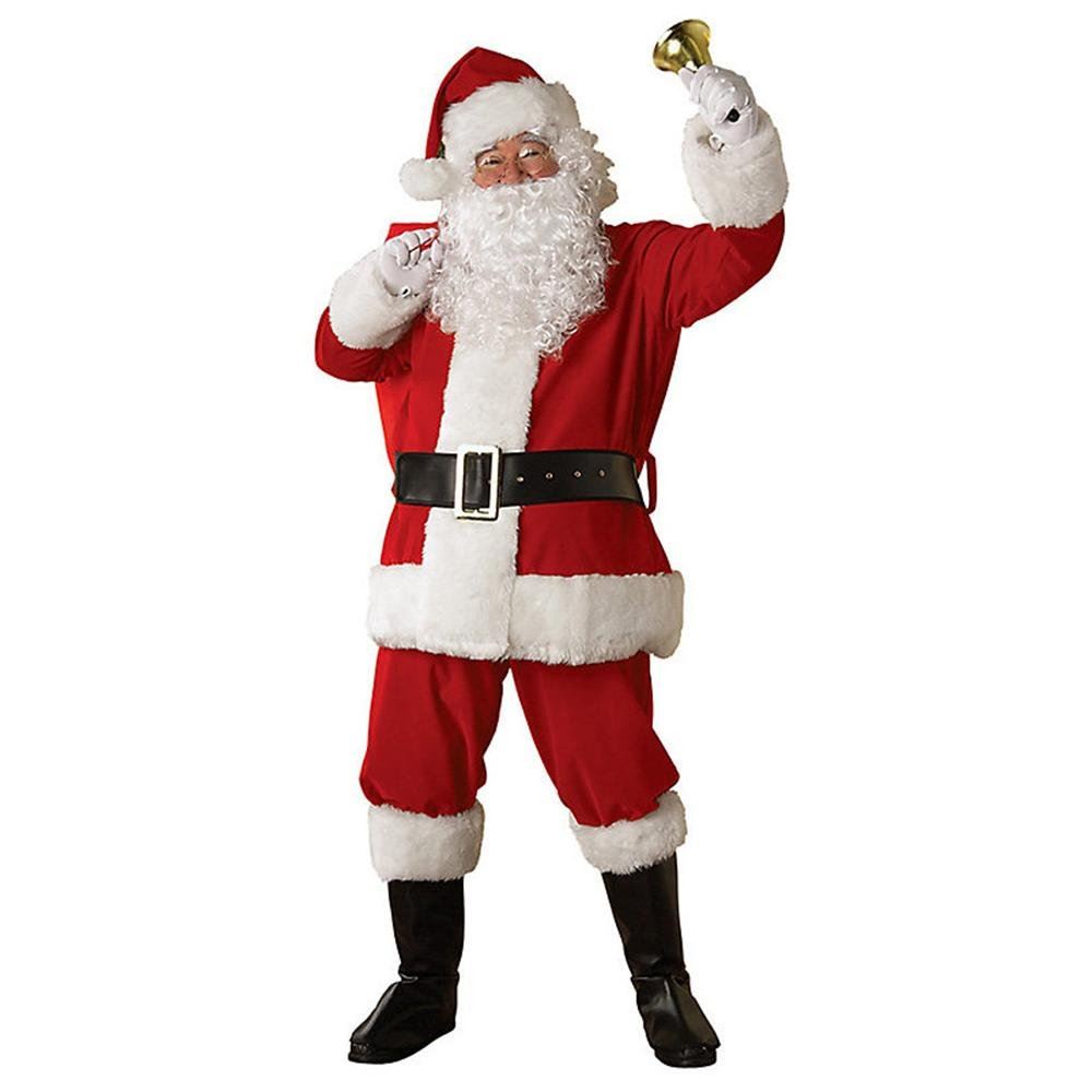 Mens Deluxe Regal Plush Santa Claus Costume Father Christmas Suit Fancy ...