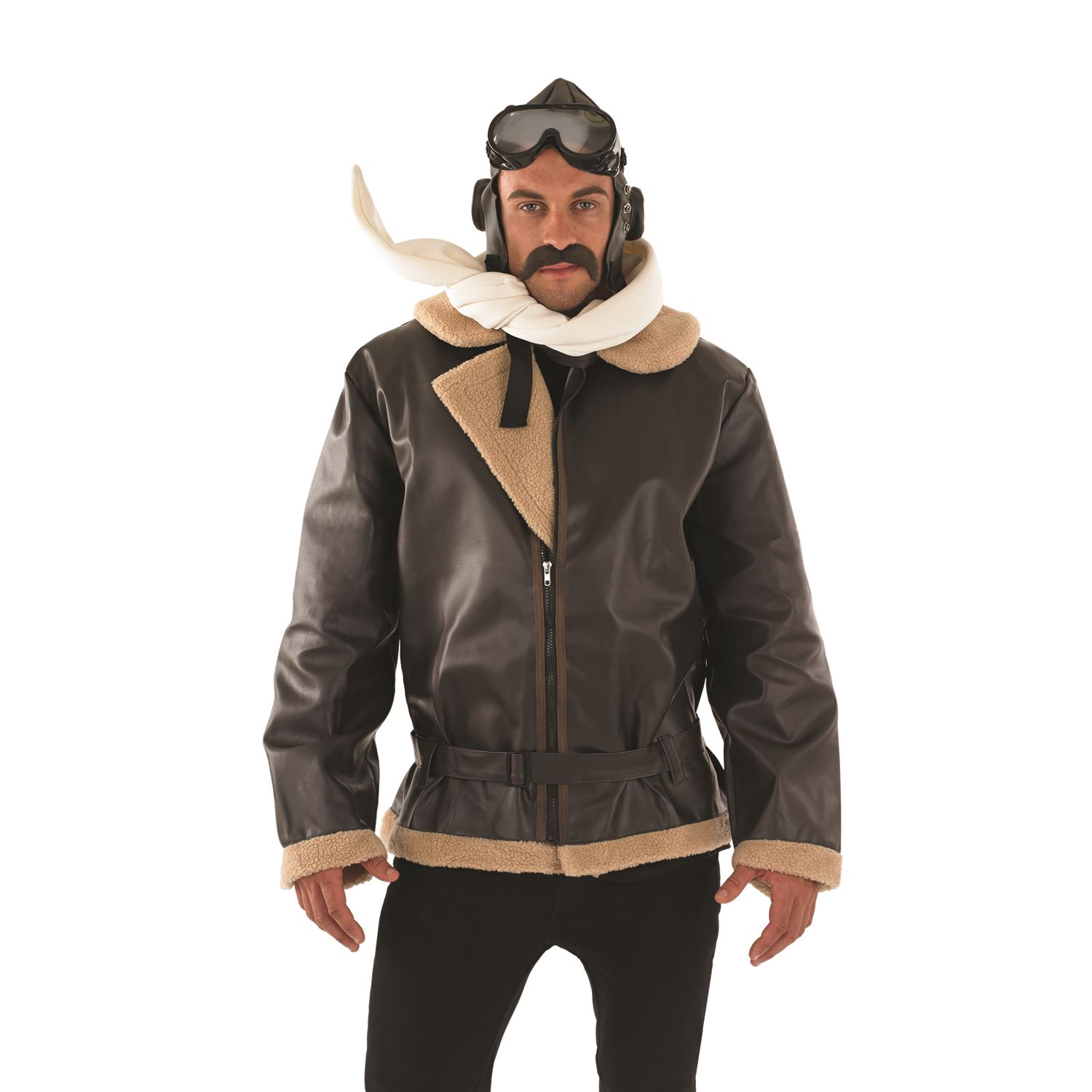 Mens WW2 Wartime Fighter Pilot Biggles 1940s Flying Jacket Fancy Dress ...