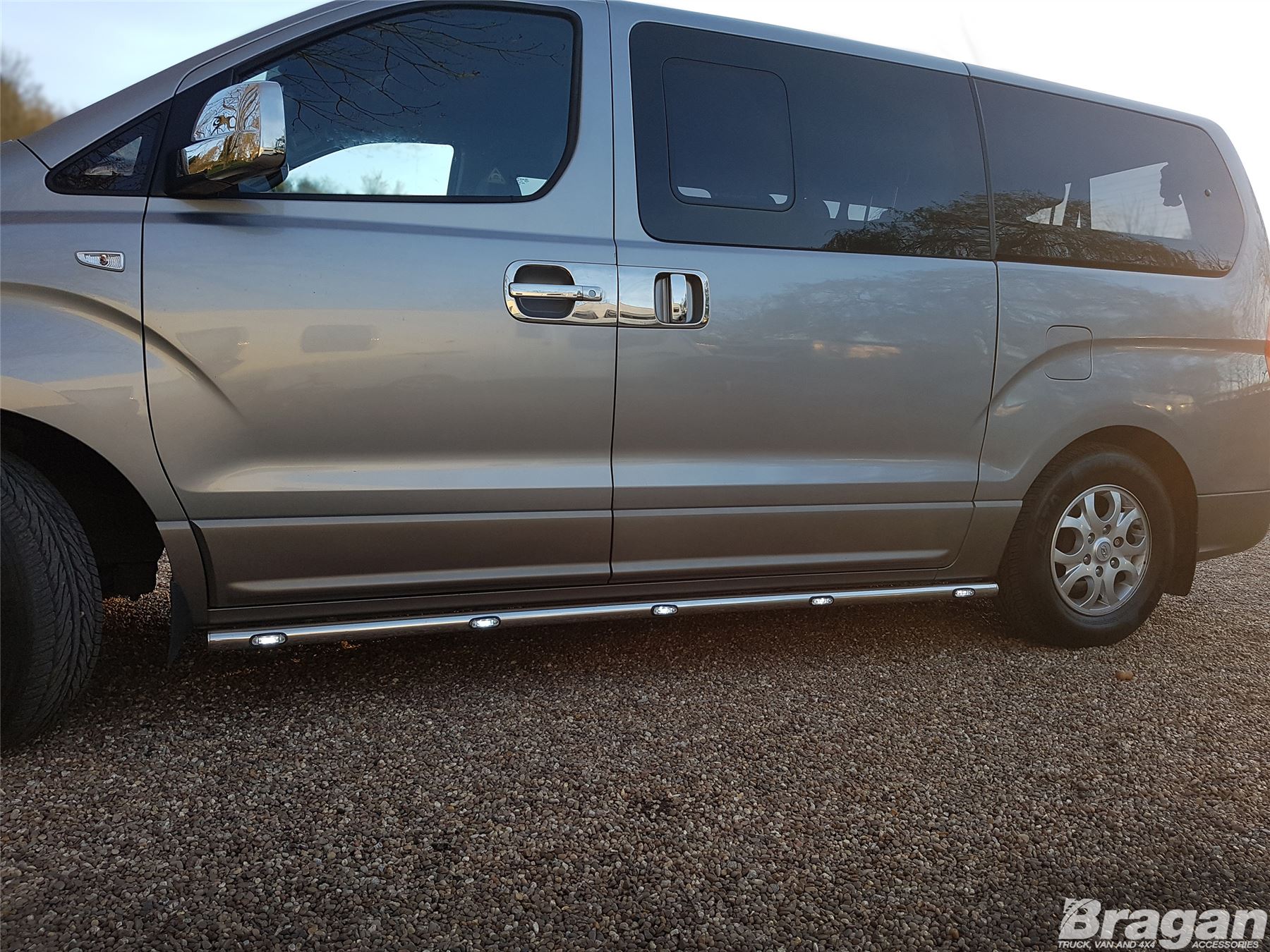 Side Bars + White LED For Hyundai i800 iLoad iMax 2007+ Polished ...