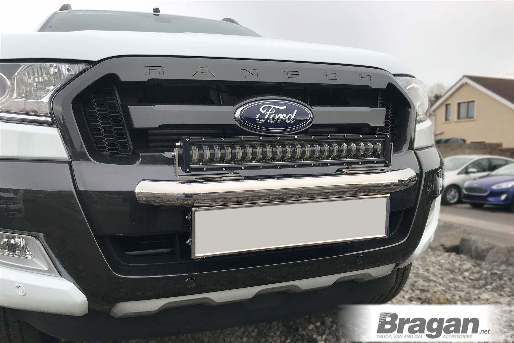 To Fit 2016+ Ford Ranger Stainless Steel Front Bumper Bars + Spot Light ...