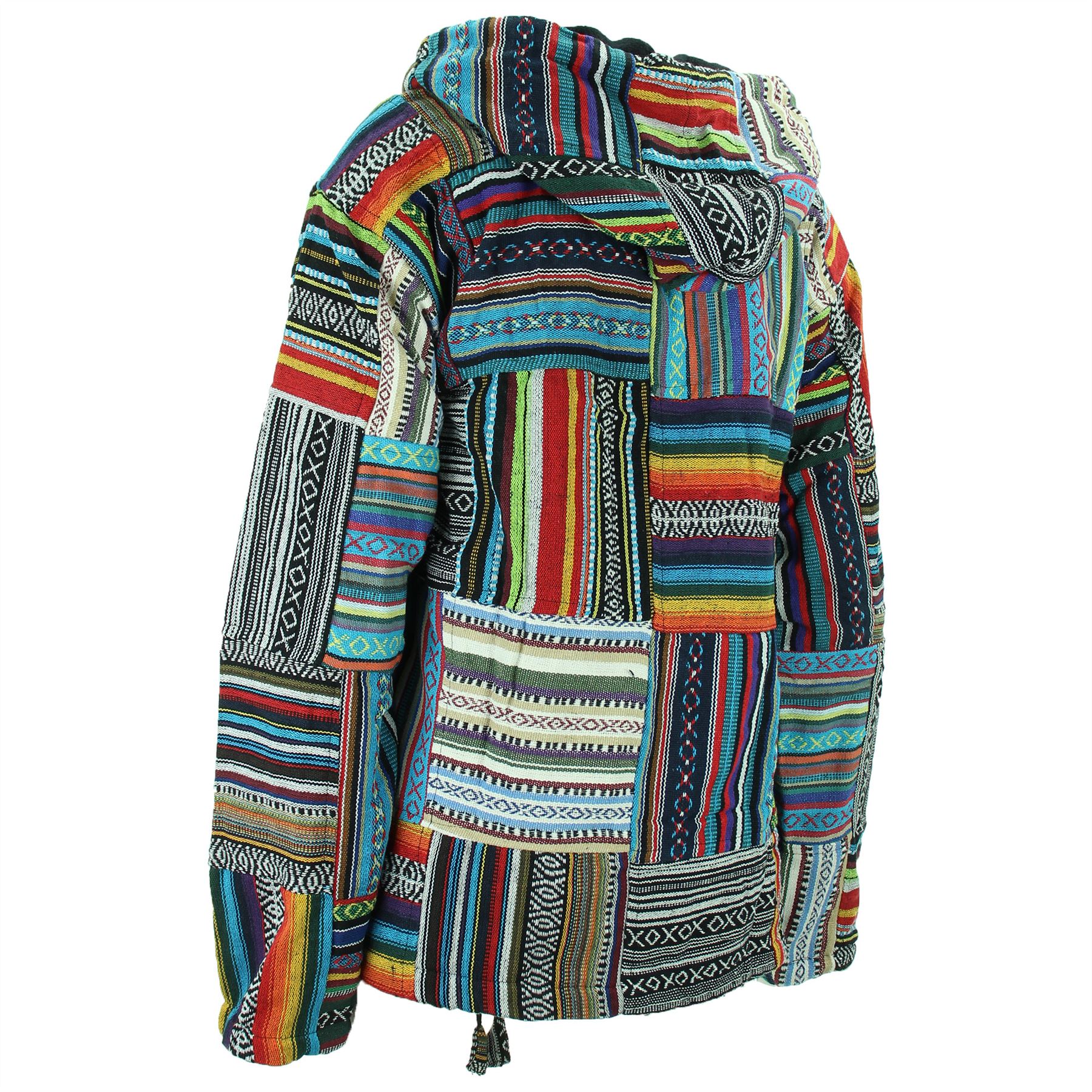 HIPPIE FESTIVAL LINED HOODED JACKET ZIP UP CARDIGAN BRUSHED COTTON ...