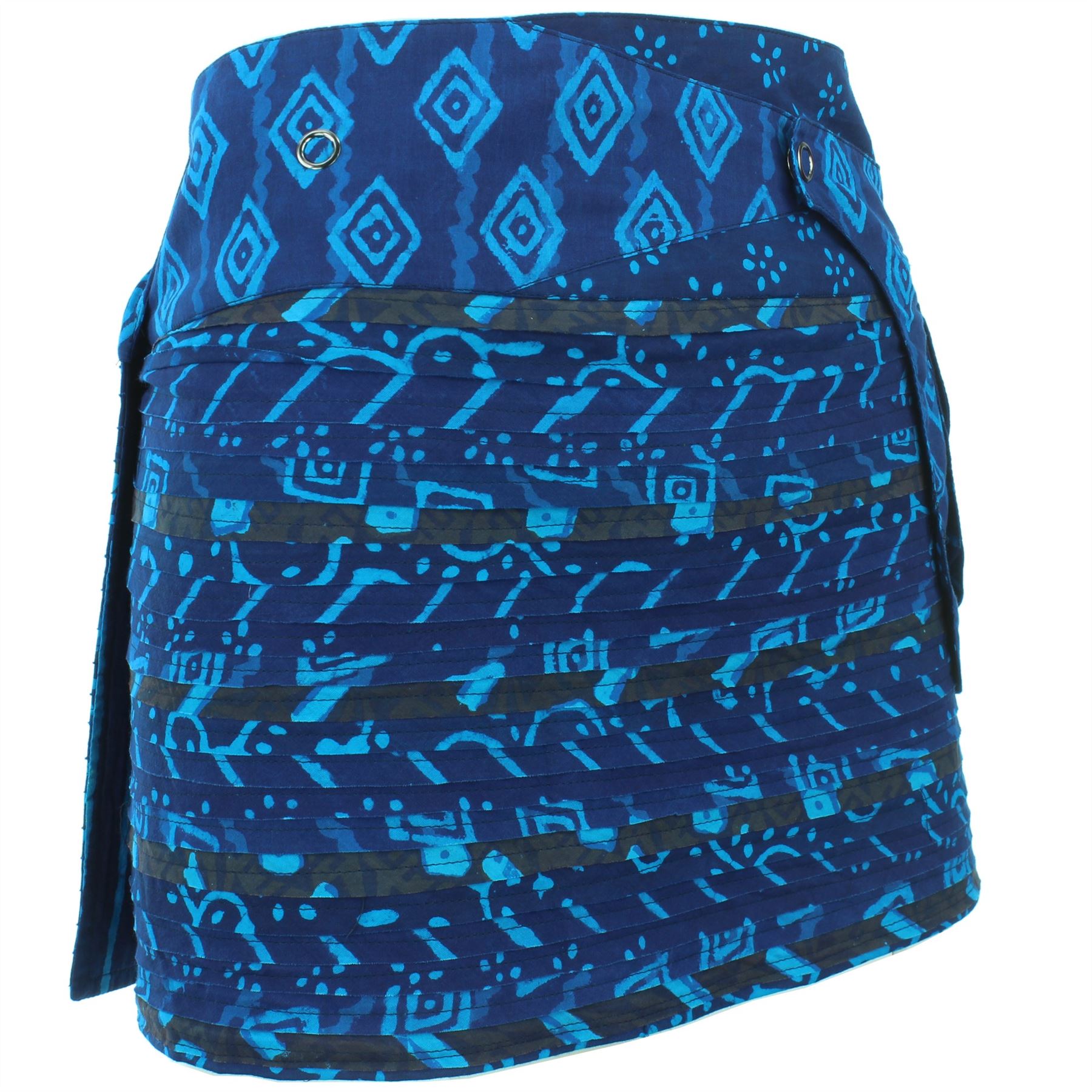 Hippie Bohemian Short Popper Patch Mini Skirt Boho Pocket Wrap Cotton ...