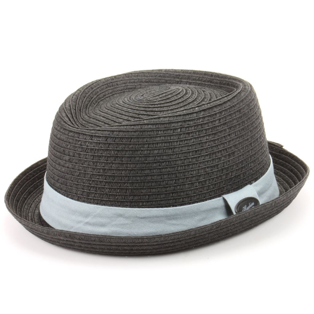 Porkpie Hat Pork Pie Hawkins Straw Trilby Fedora Unisex Black Band Mens Ebay