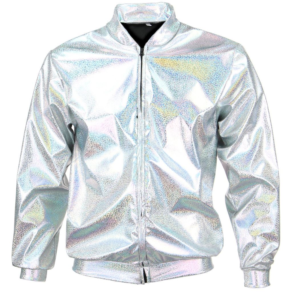 Bomber Jacket Shiny Unisex Ladies Men FIREFLY Sparkly GOLD SILVER ...