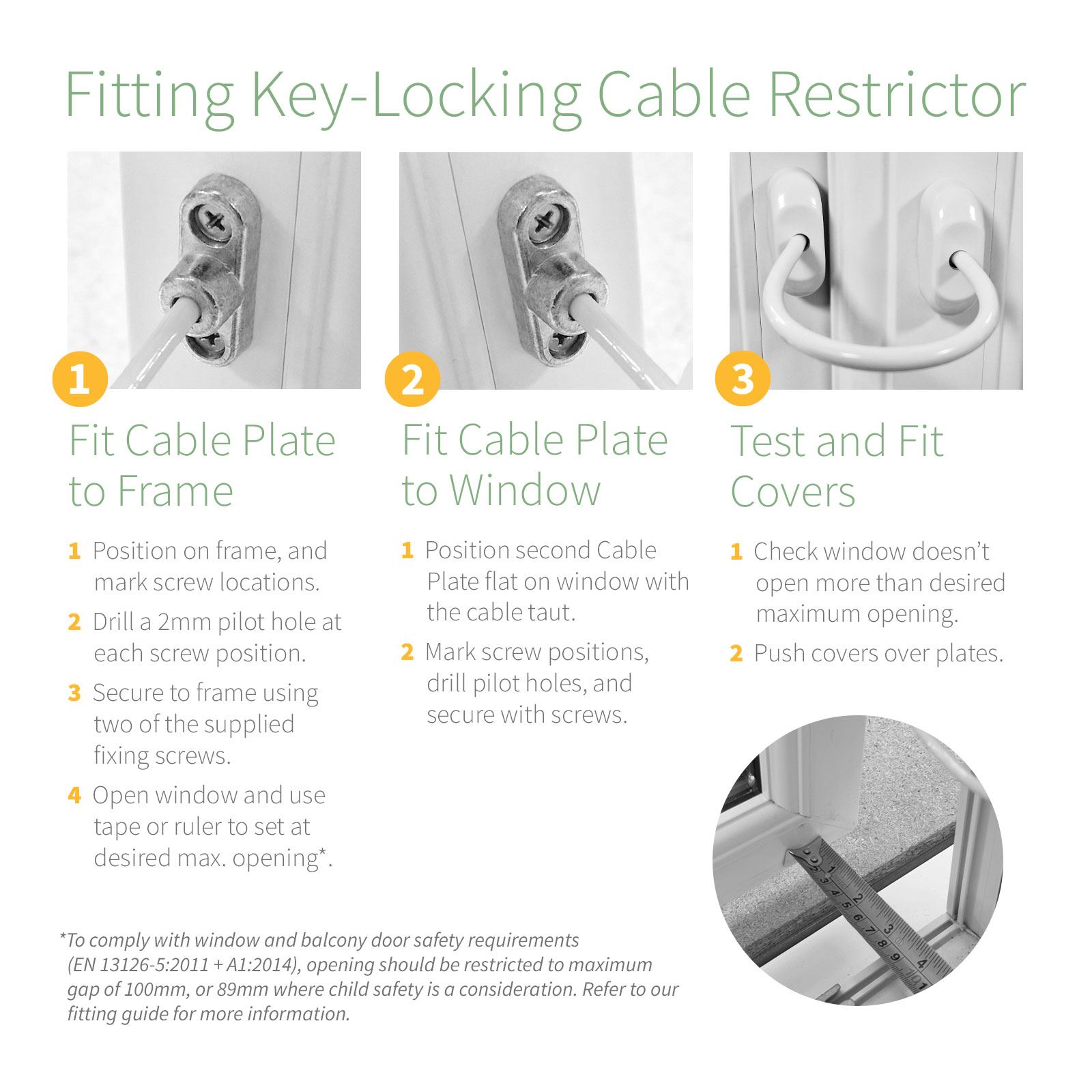 Window Cable Restrictor Safety Lock Heavy Duty Security UPVC Wire Frame ...