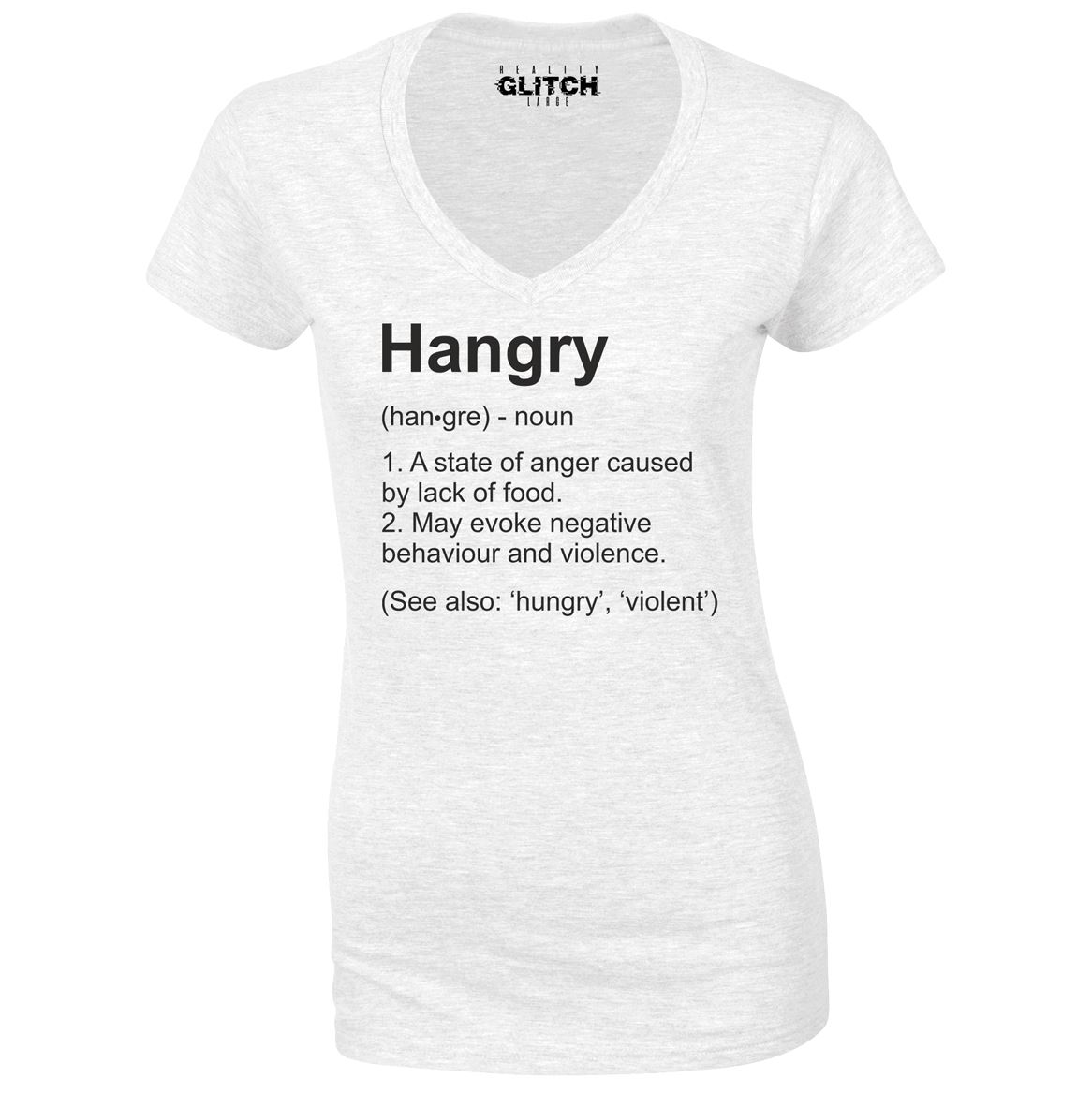 Hangry Definition V-Neck Women's T-Shirt Food Angry Anger Funny Hunger ...