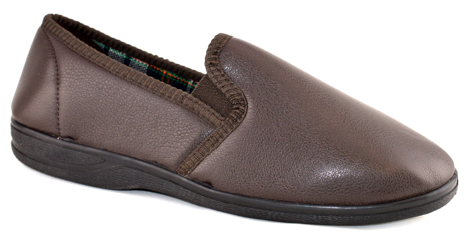 Mens Faux Leather Cushioned Slip On Rubber Sole Bedroom Slippers Shoe Mens Faux Leather Cushioned Slip On Rubber Sole Bedroom Slippers Shoe