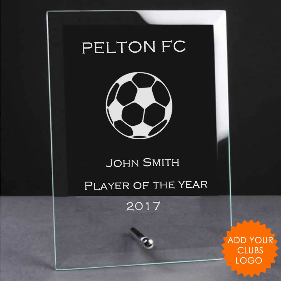 Personalised Football Glass Plaque Trophy Award - Engraved Football ...