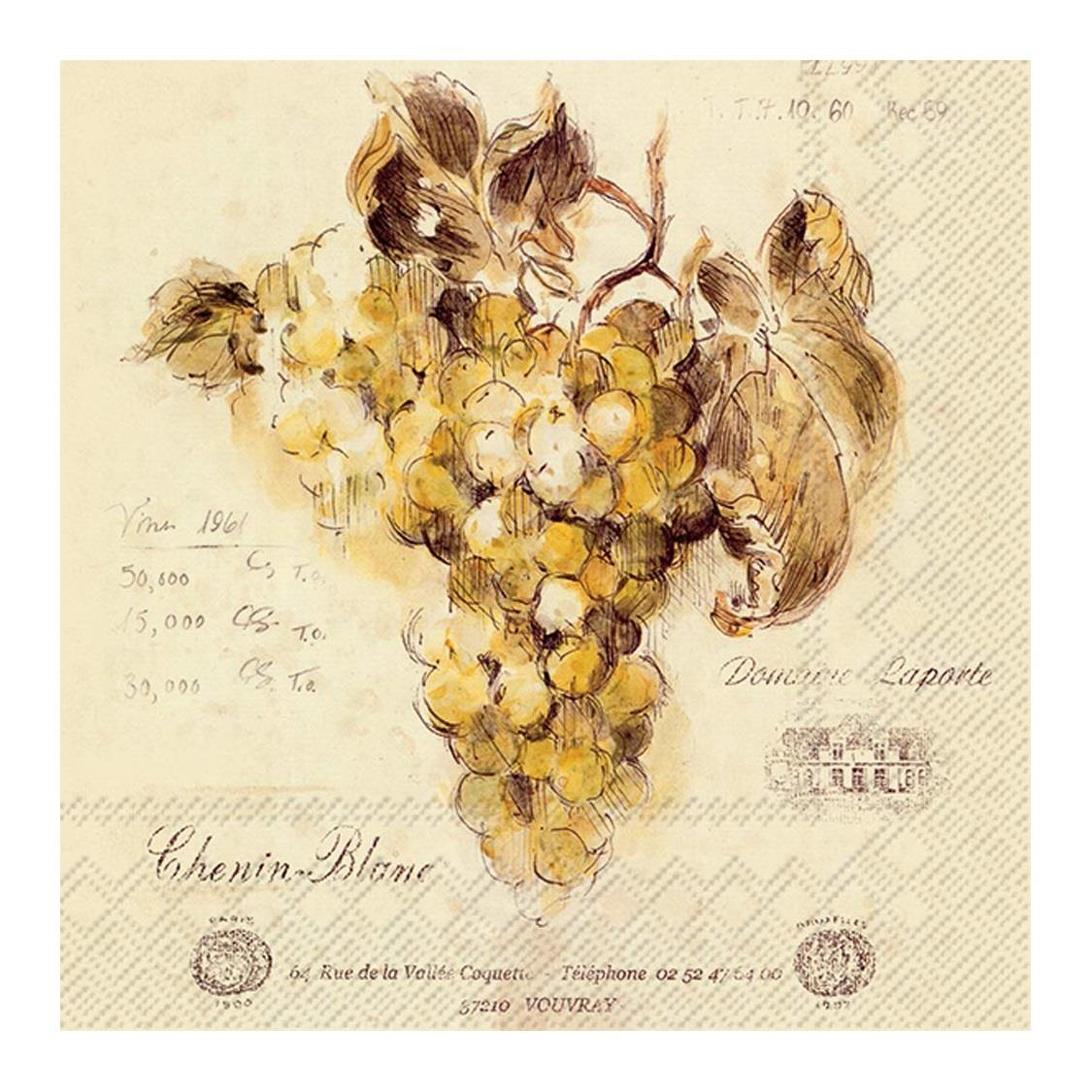 French Wine Grapes Paper Napkins 20-Pack Cocktail Party Disposable ...