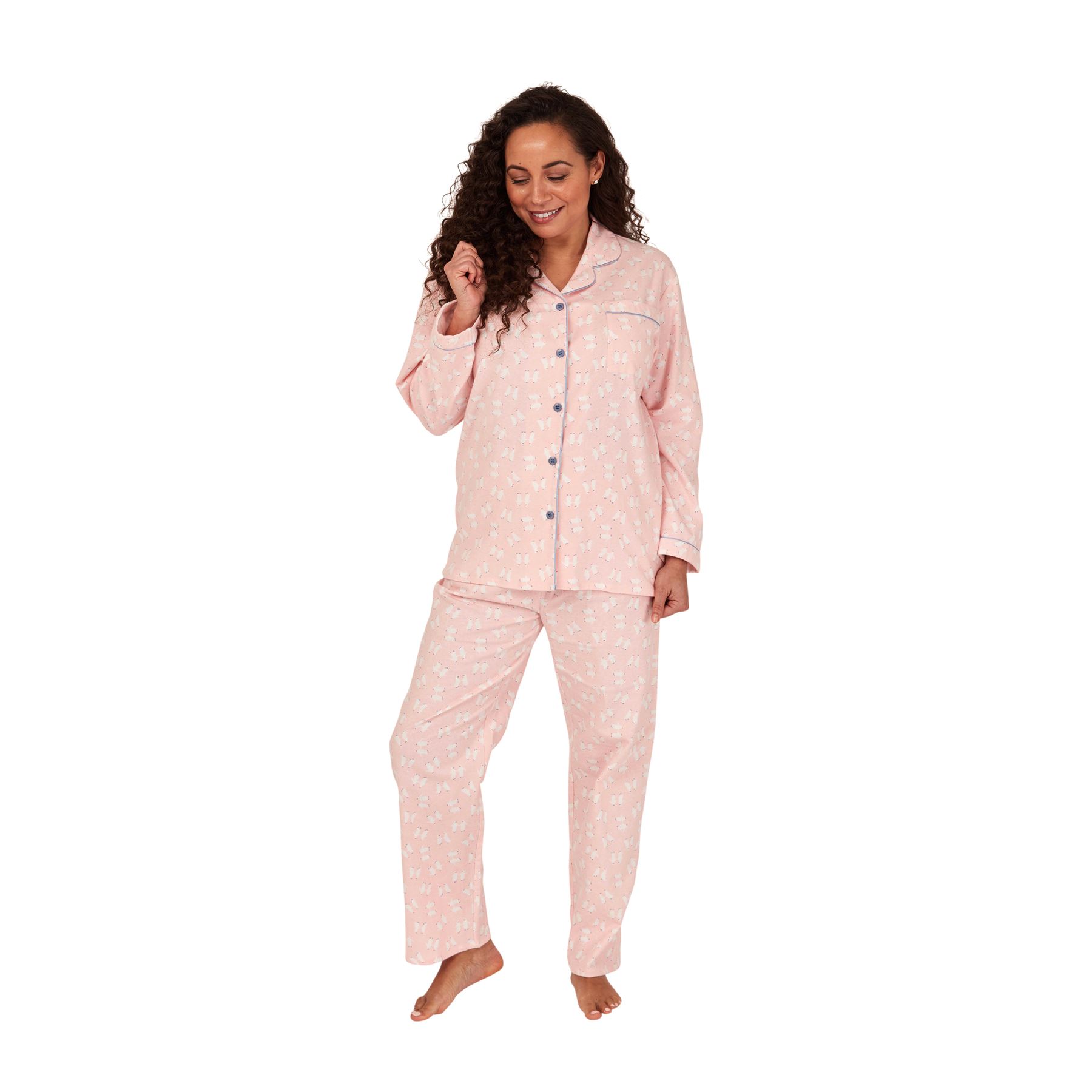 Ladies/Womens 100% Brushed Cotton Pyjama Set Winceyette Pyjamas PJ Set ...