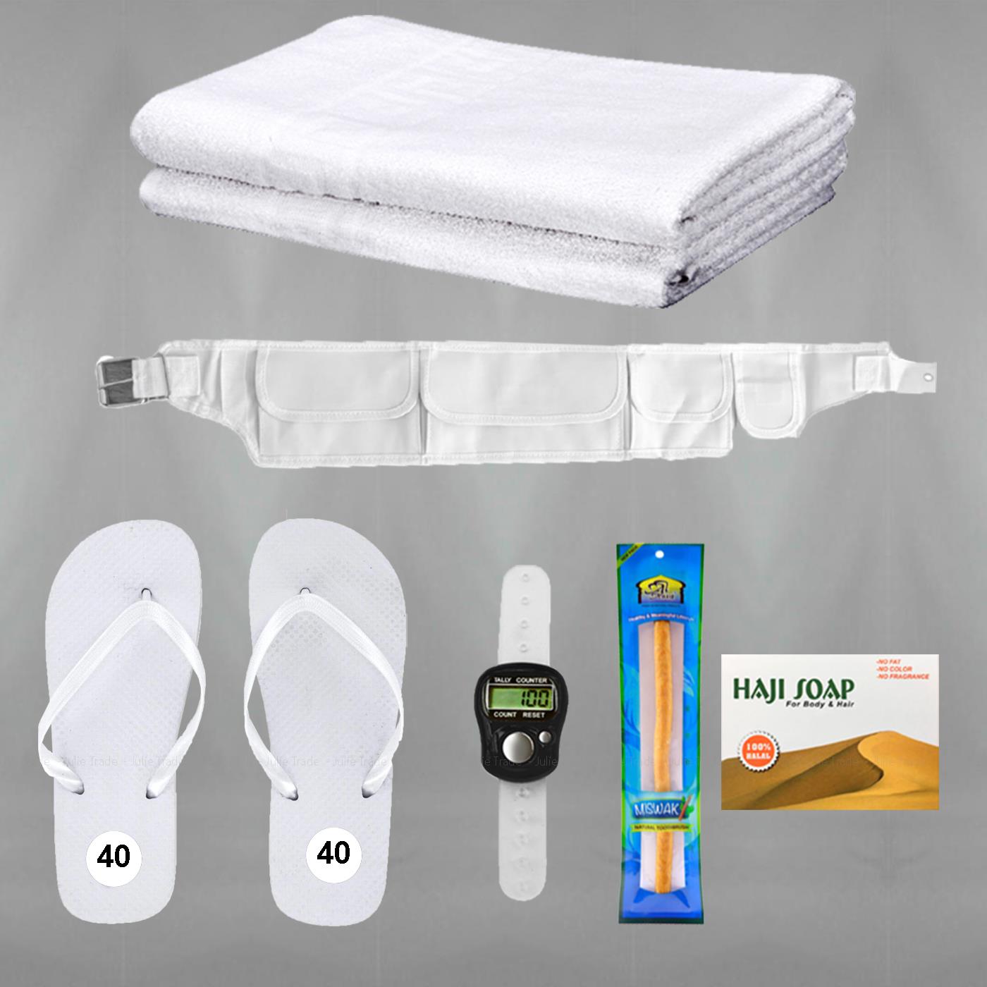 Hajj Umrah 6 Pcs Set Kit Pack Towel Cotton Ihram Belt Soap Miswak ...