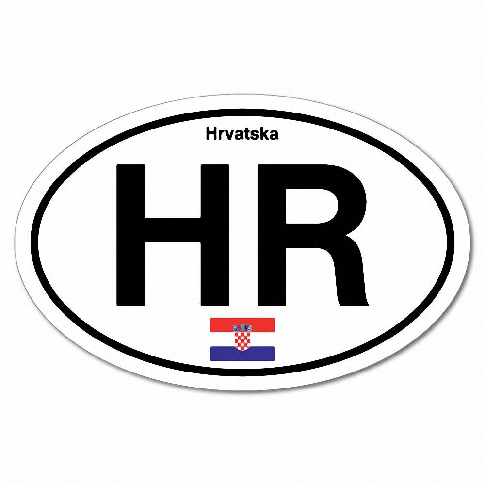 HR Croatia Croatian Country Code Hrvatska Oval Sticker Flag Bumper hr-croatia-croatian-country-code-hrvatska-oval-sticker-flag-bumper