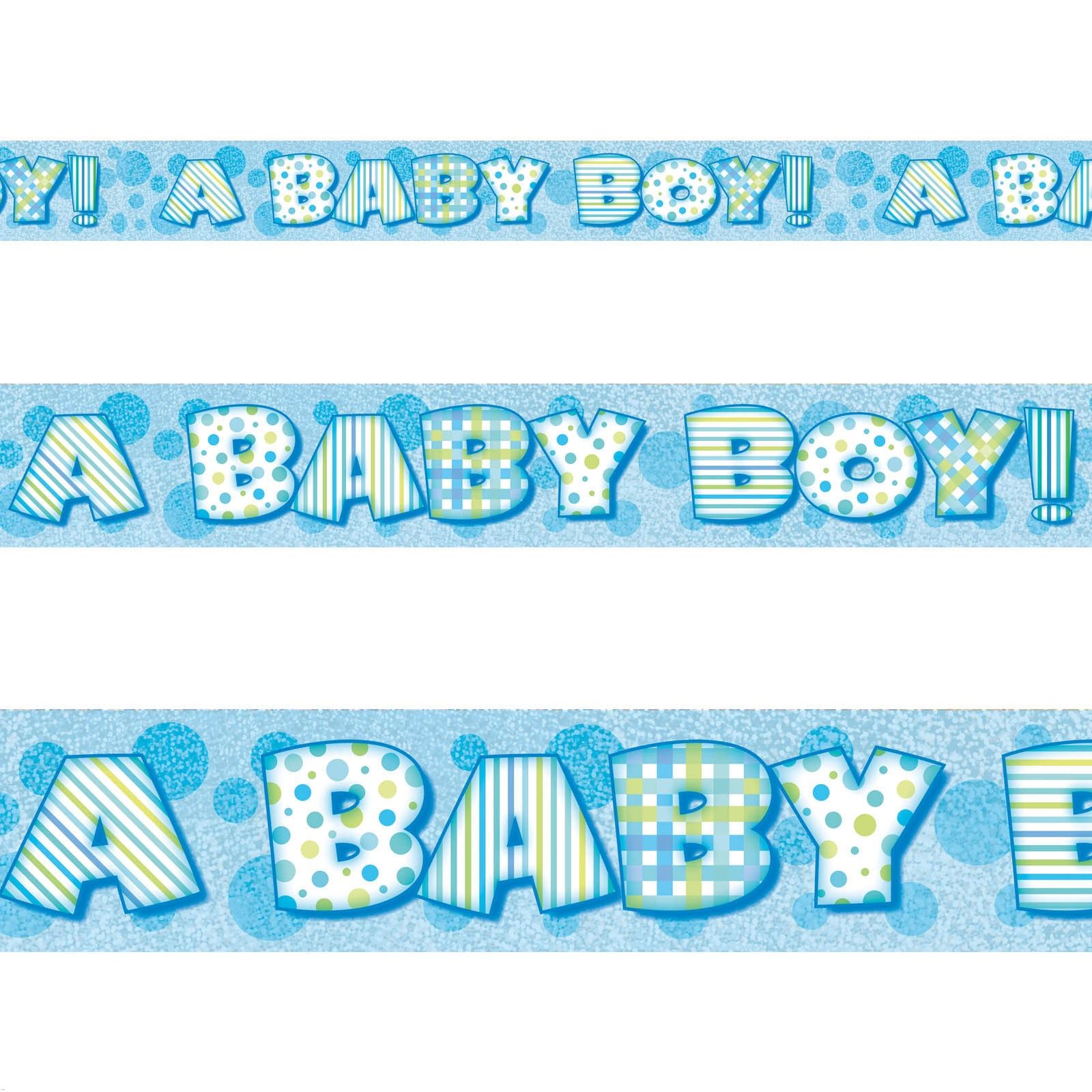 Blue Baby Shower Banner Boy Banners Party Decorations Foil Jointed ...