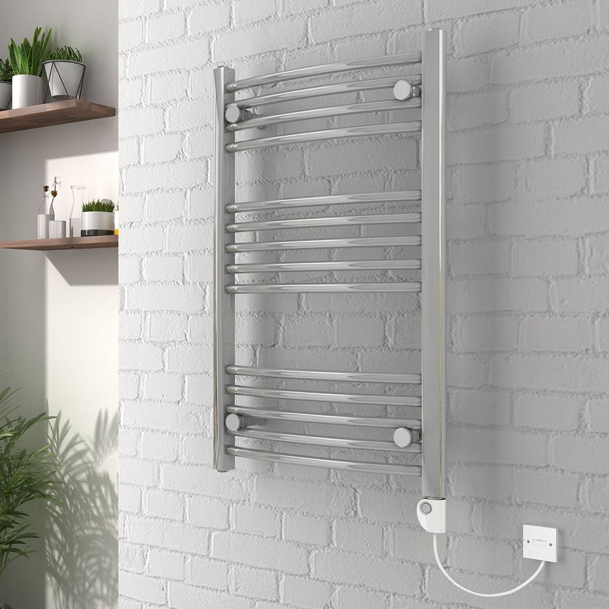 Bathroom Chrome Electric Ladder Heated Towel Rail Warmer Thermostatic ...