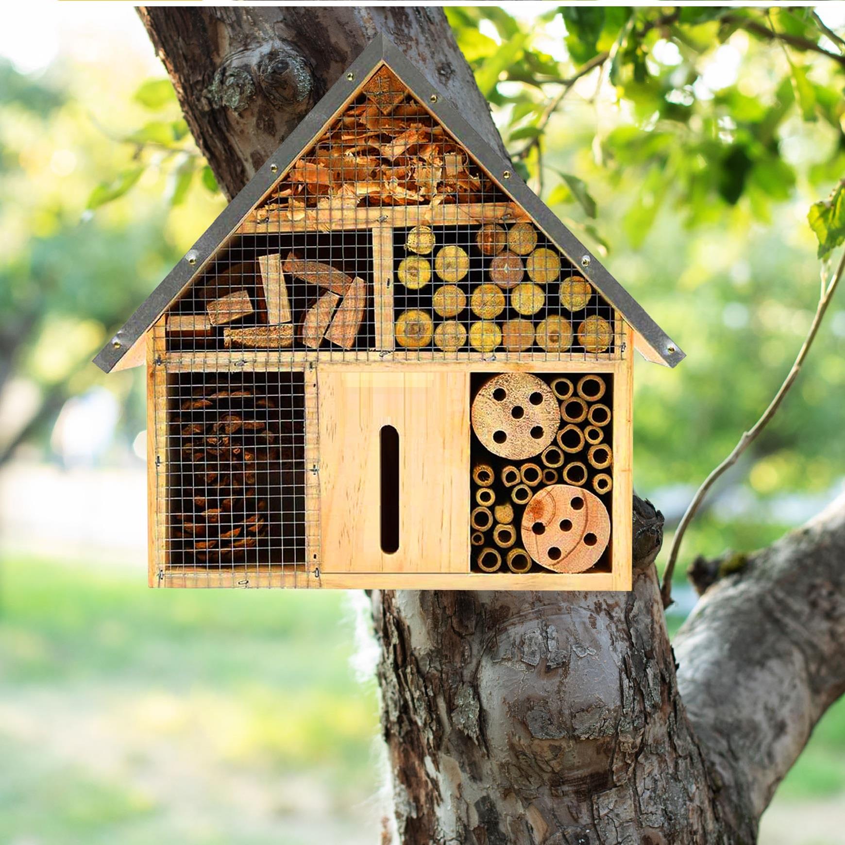 Wooden Insect Bee Bug House Natural Eco-Friendly Wood Insect Hotel ...