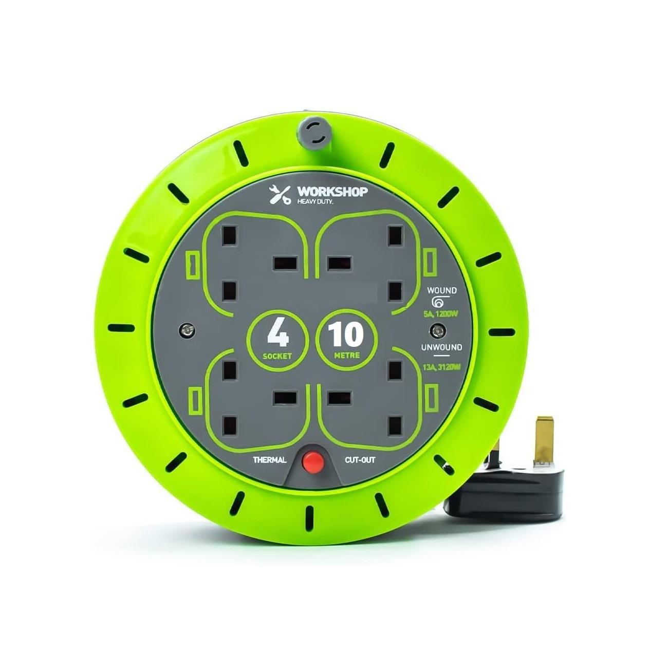 Extension Socket Lead Reel For Indoor & Outdoor Use Heavy-Duty ...