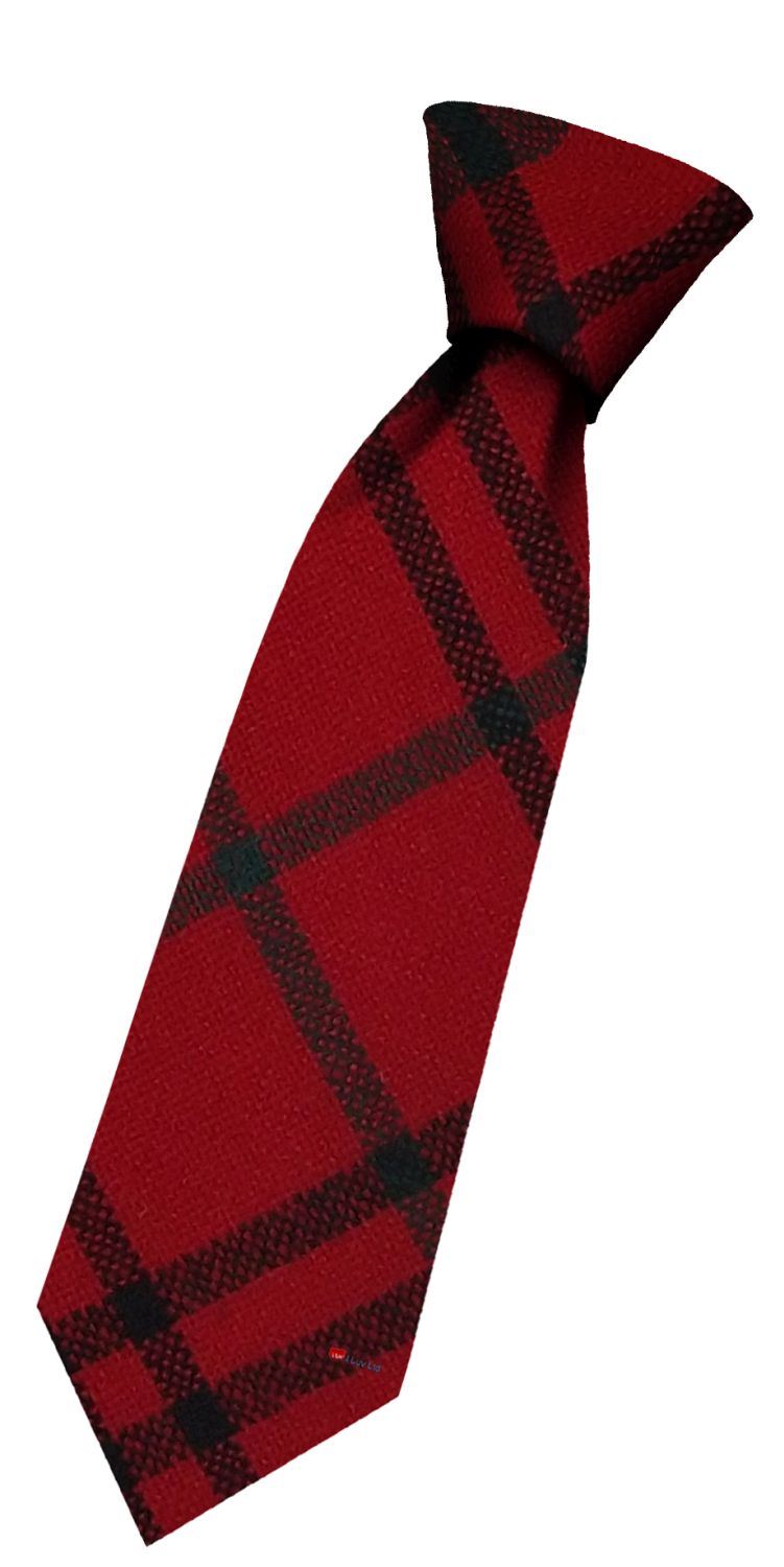 Cravatta di lana ragazzo in tessuto scozzese Morrison rosso tartan moderno