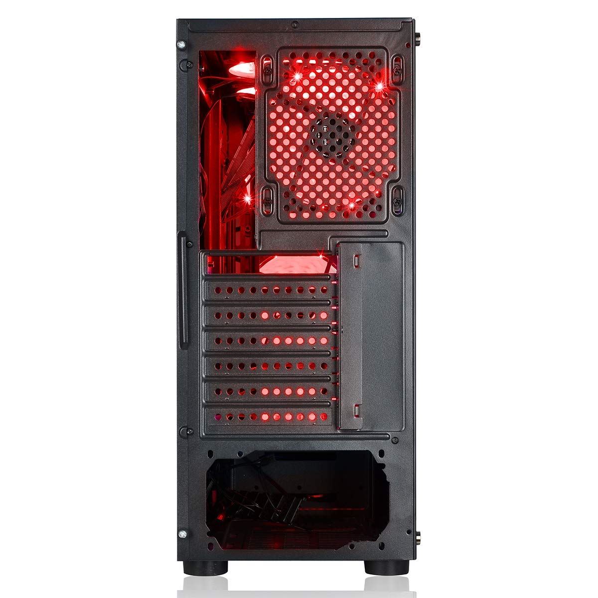 CIT Raider Mid ATX Gaming PC Case 4x 12cm Red LED Ring Fans Tempered ...