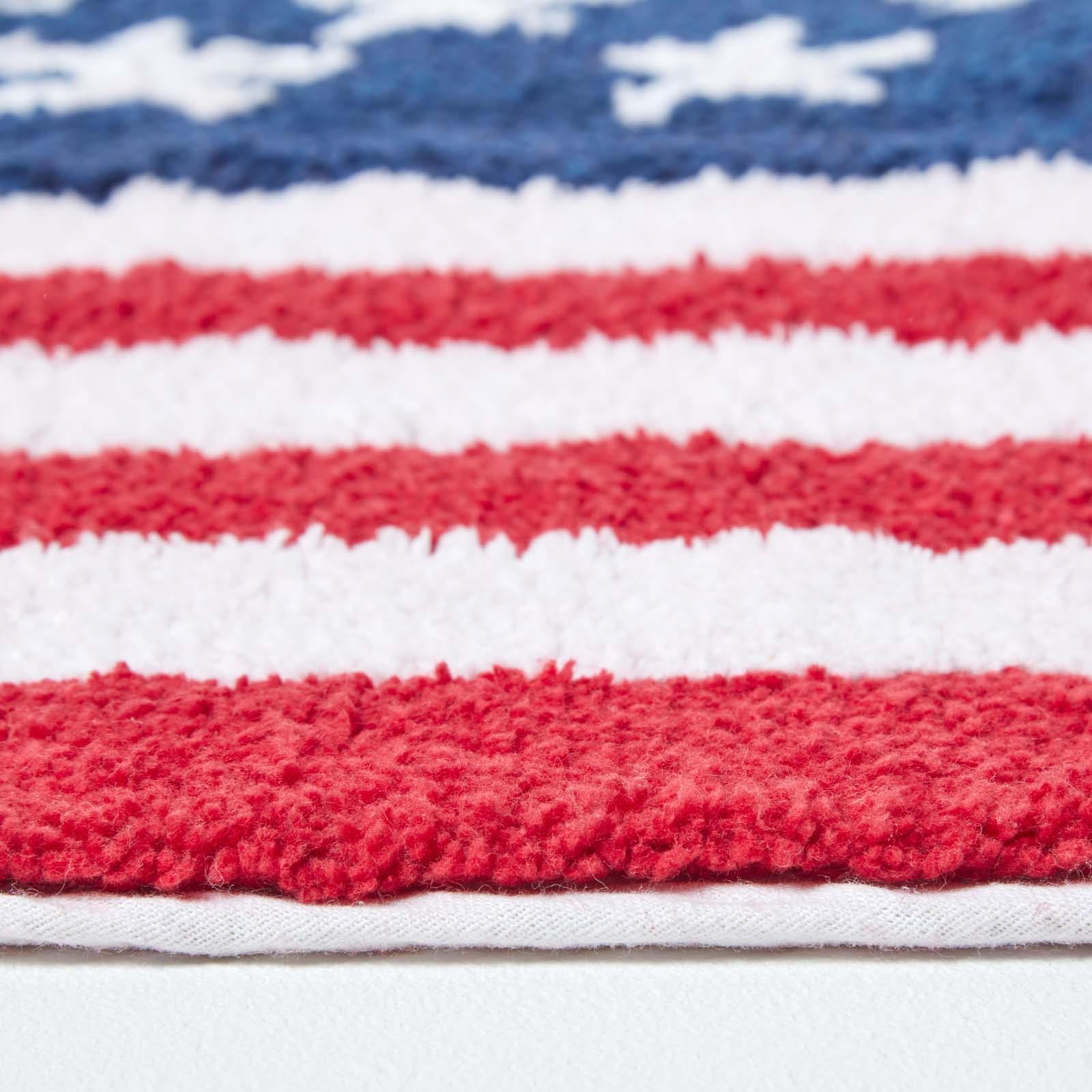 USA Flag Stars and Stripes and Union Jack Cotton Bath Mat Tufted ...