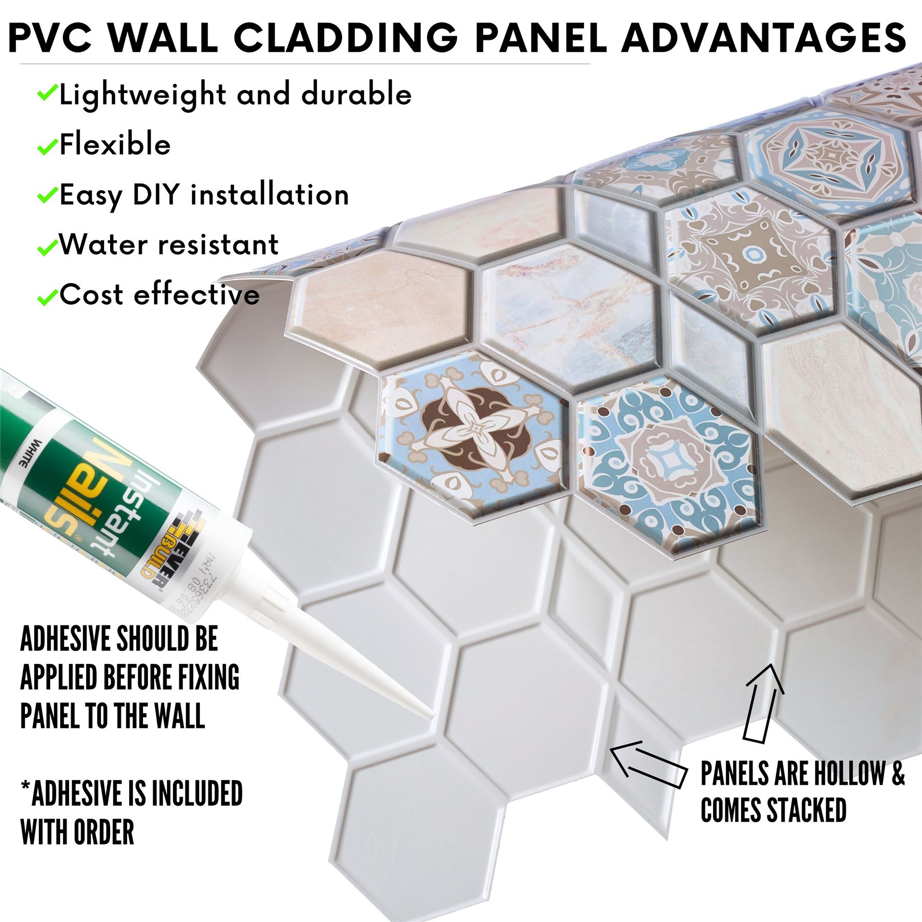 Kitchen Bathroom PVC Wall Cladding Panels Splashback Backsplash Splash ...