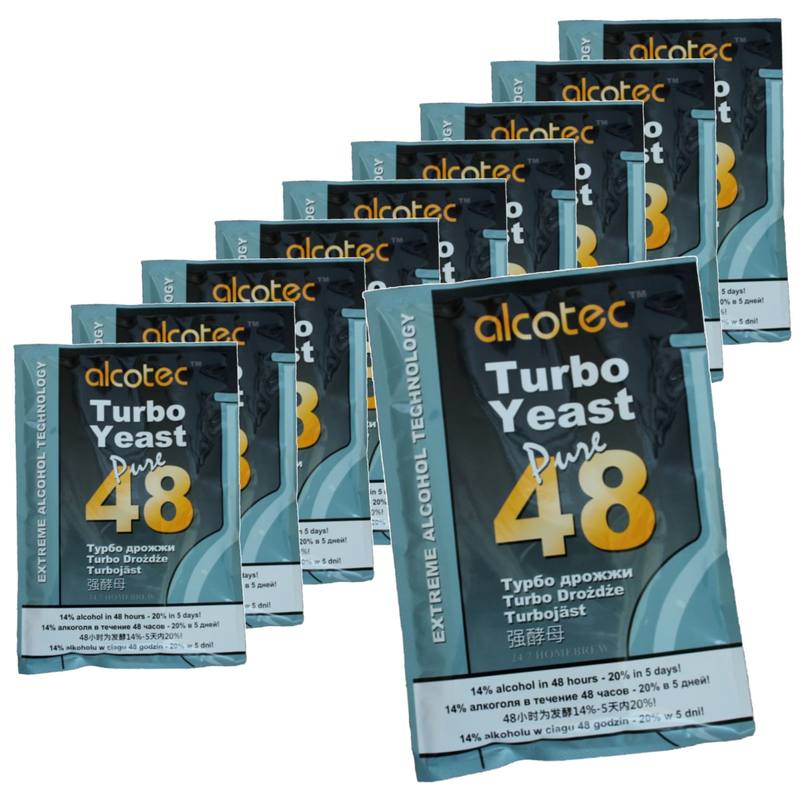 10x Alcotec 48 Pure Turbo Super Yeast High Alcohol 20% Homebrew Vodka ...