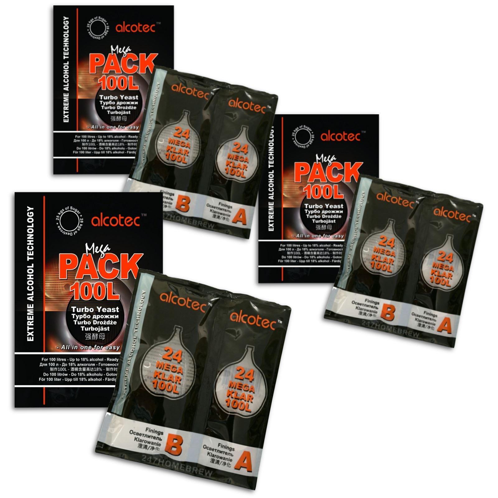 Alcotec Mega Pack 100L Turbo Yeast AND MegaKlar 100L 24hr Finings for 100L | eBay UK