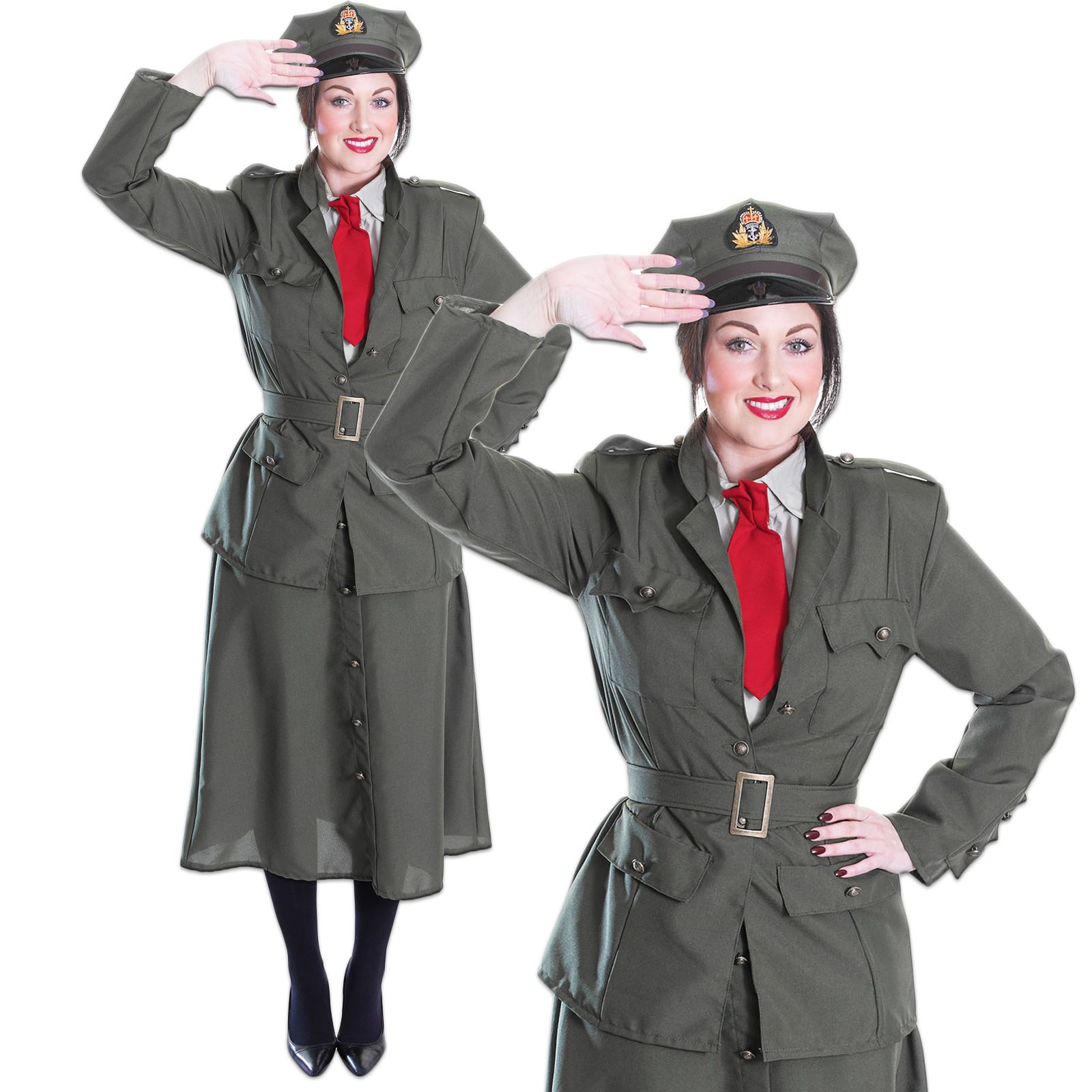 Ladies Womens Ww2 World War 40s Army Officer Soldier Uniform Fancy