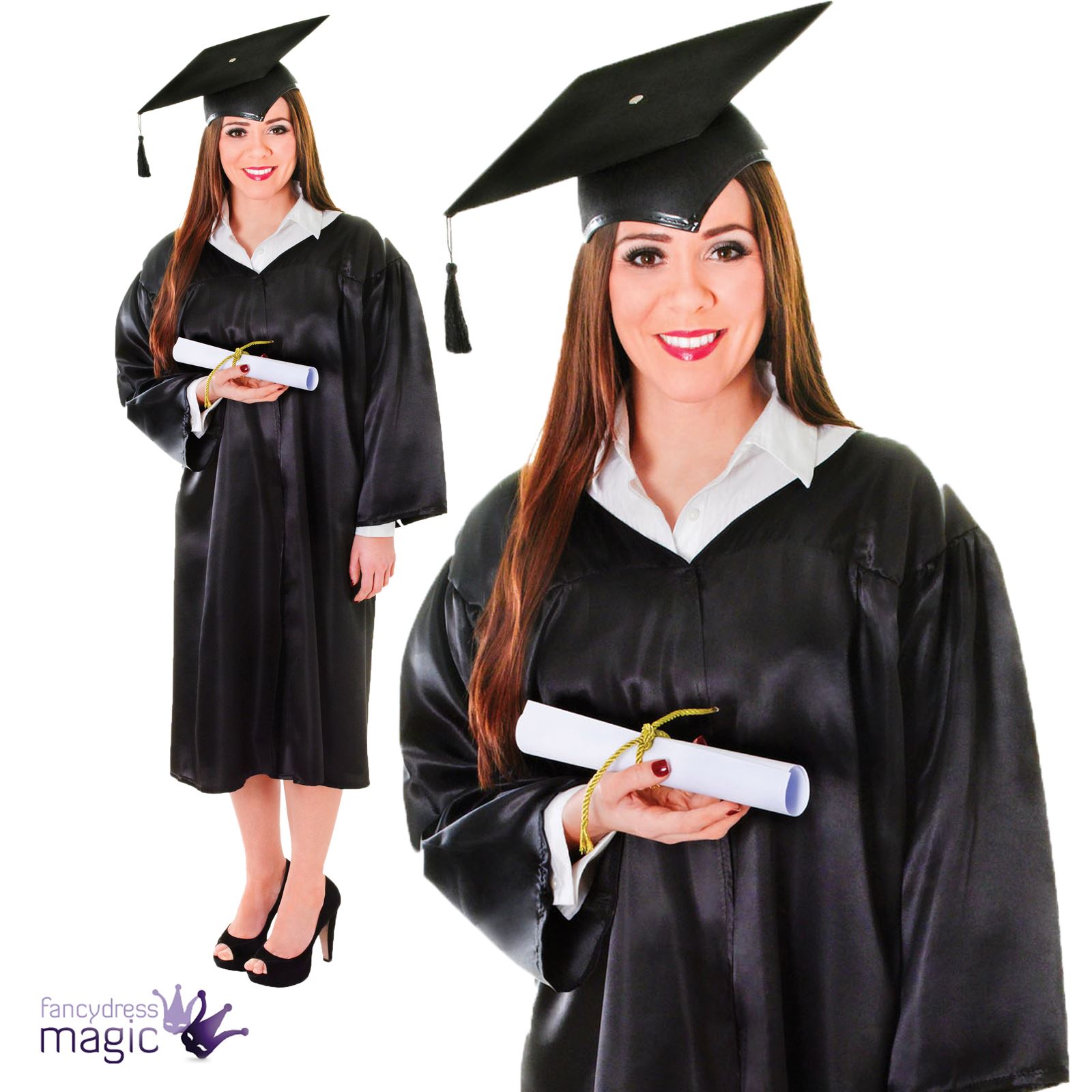 *Mens Womens Graduation University Student School Robe Hat Fancy Dress ...